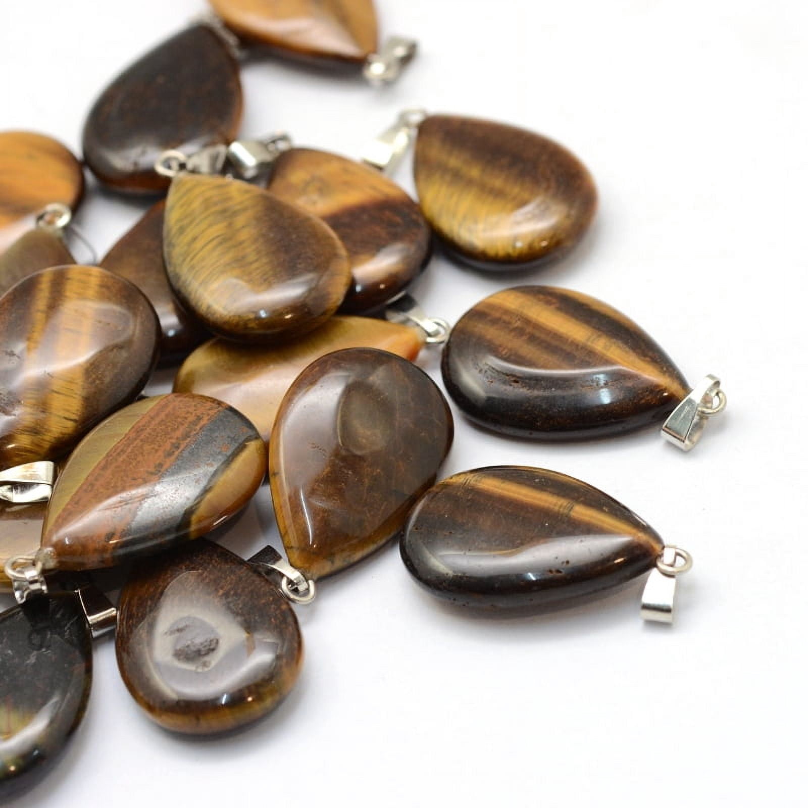 Tiger Eye 50 pc Teardrop Natural Tiger Eye Pendants with Platinum Tone ...