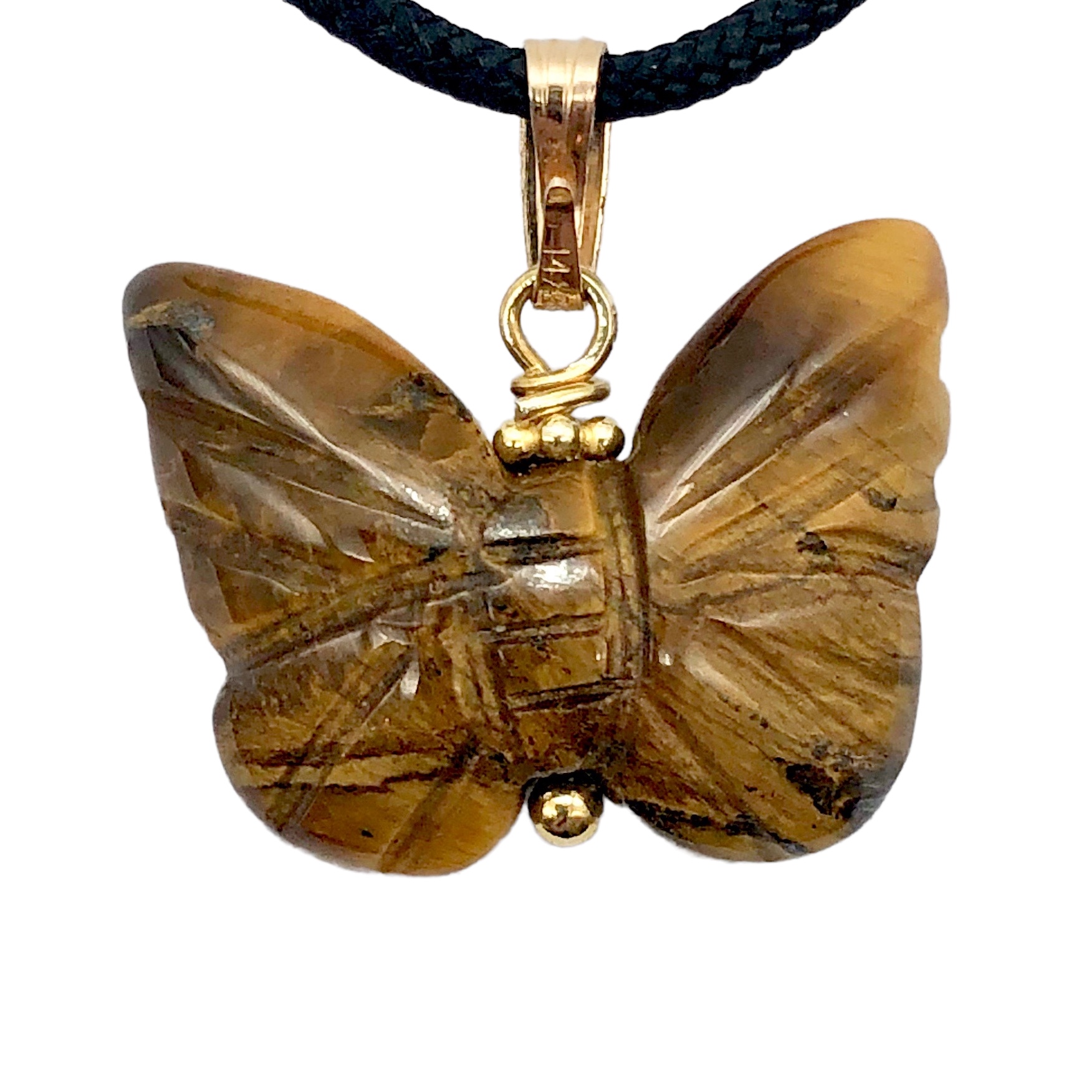 Tiger Eye Butterfly Pendant Necklace|Semi Precious Stone Jewelry |14k ...