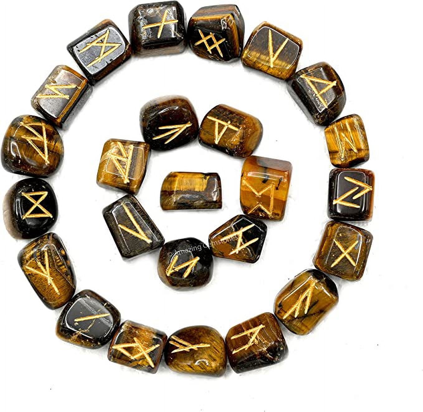Tiger Eye Crystal Runes Stone Set Elder Futhark - Walmart.com