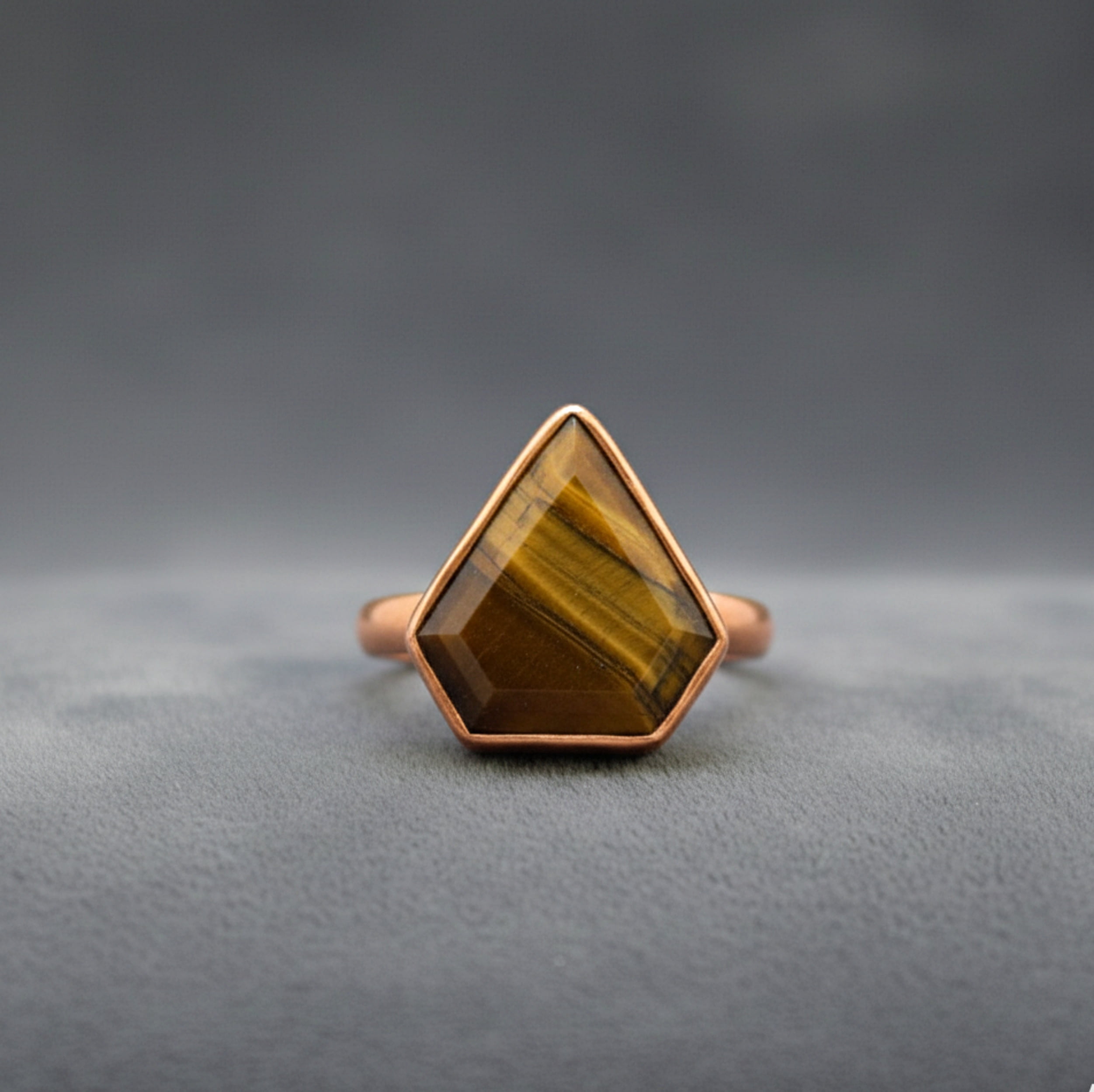 Tiger Eye Kite Shape Statement Ring, 925 Sterling Silver, Minimalist ...