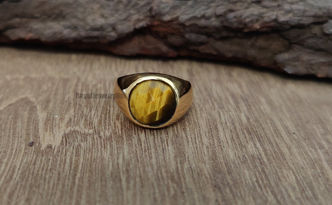 Tiger Eye Ring, Solid 925 Sterling Silver Ring, Men's Signet Ring ...