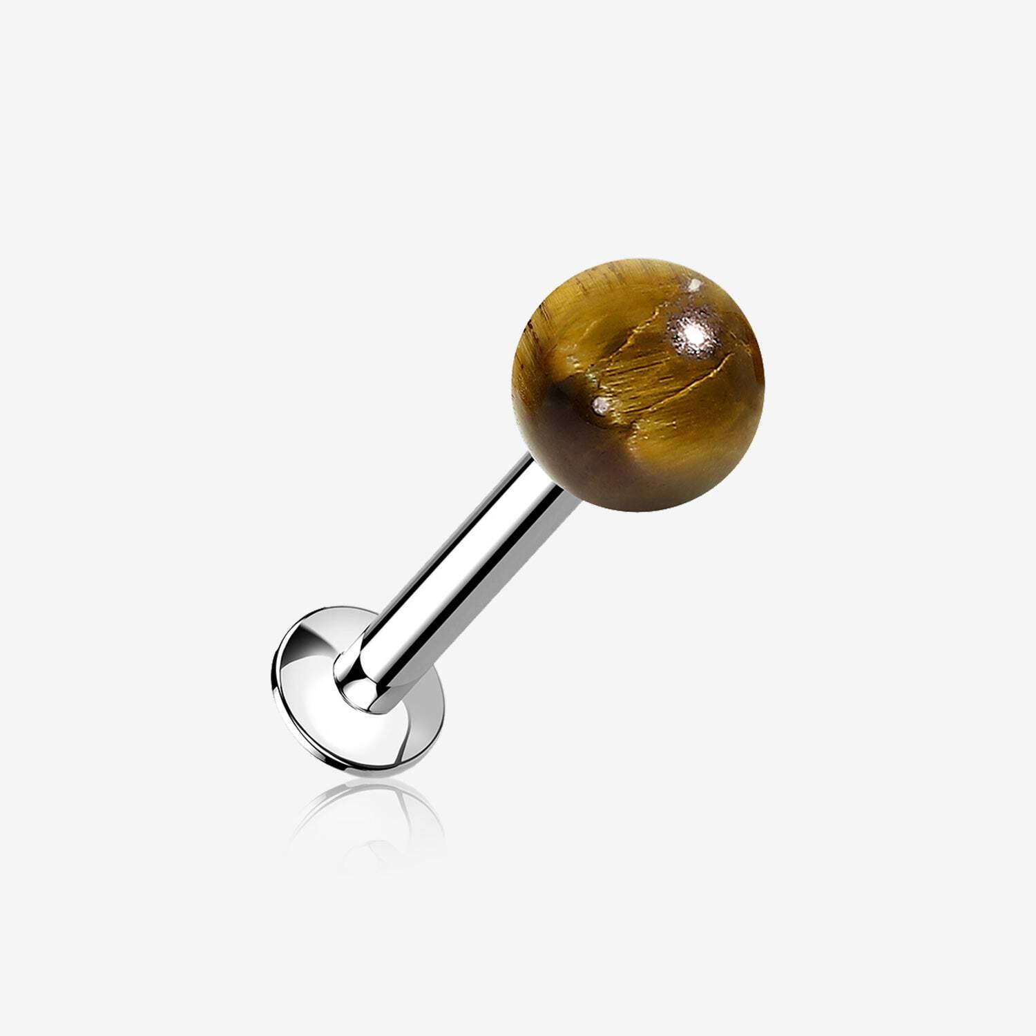 Tiger Eye Stone Ball Top Steel Flat Back Stud Labret - Walmart.com