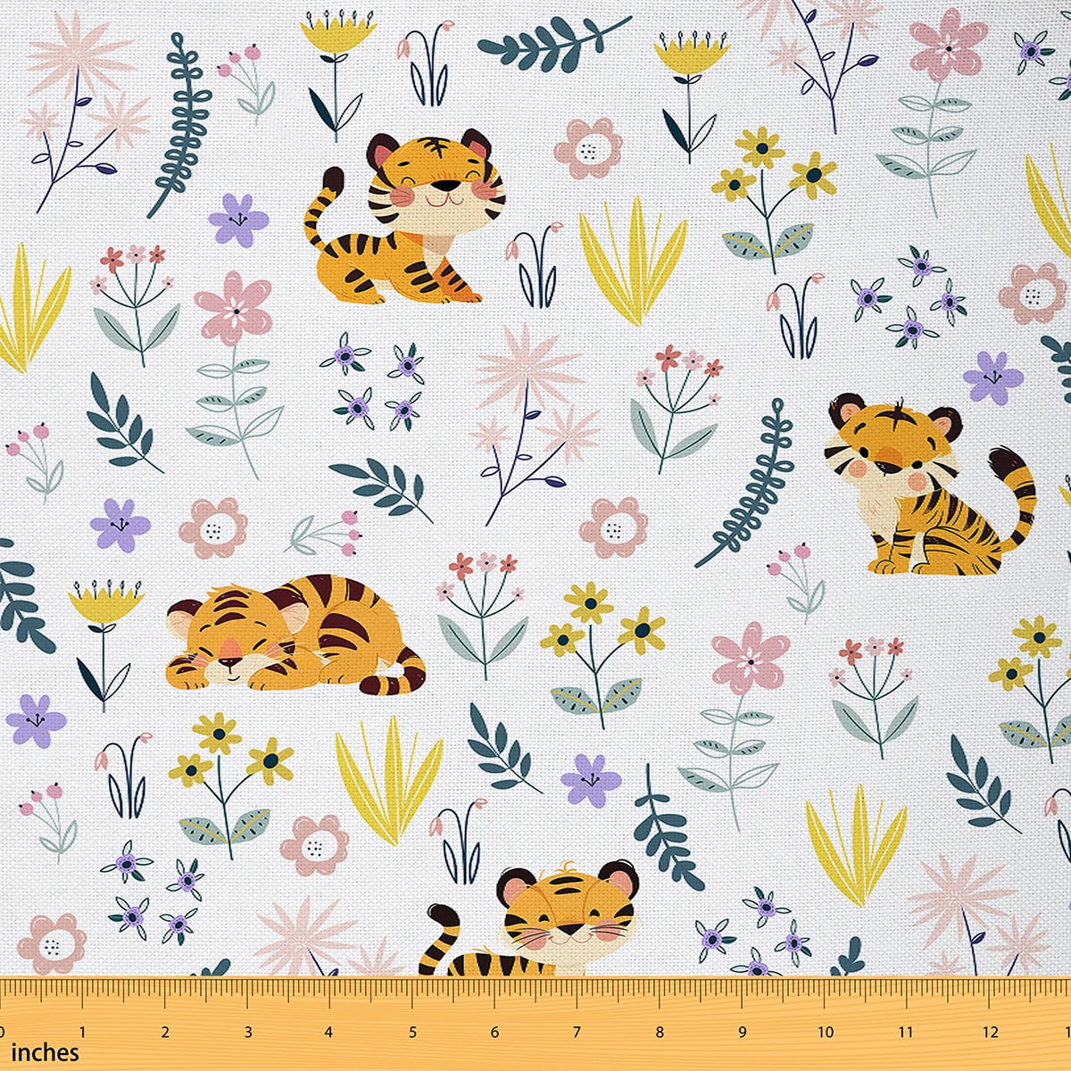 Tiger Fabric By the Yard,Cartoon African Safari Animal Decorative ...