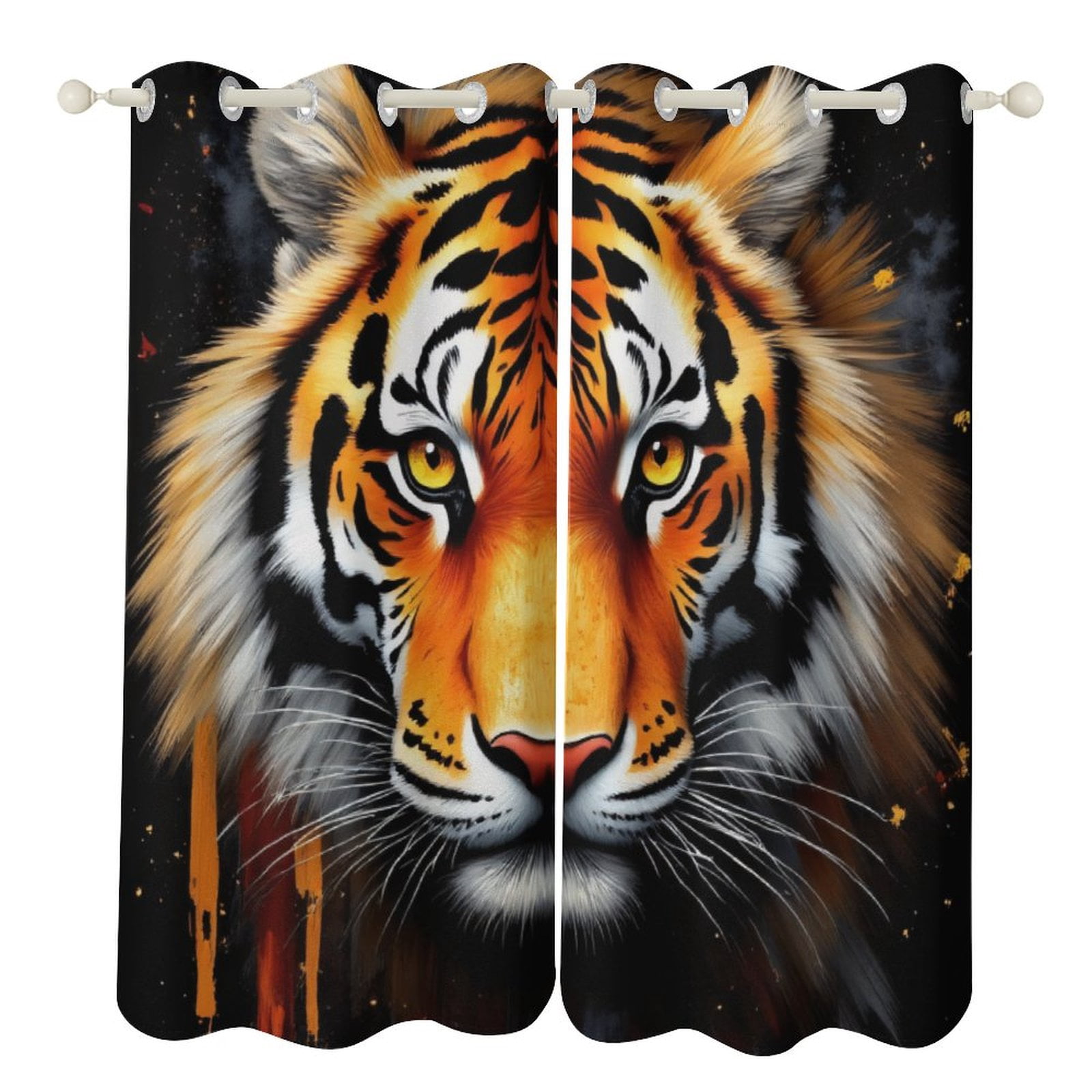 Tiger Face Art Luxury Window Curtains Blinds for Living Room Kids ...