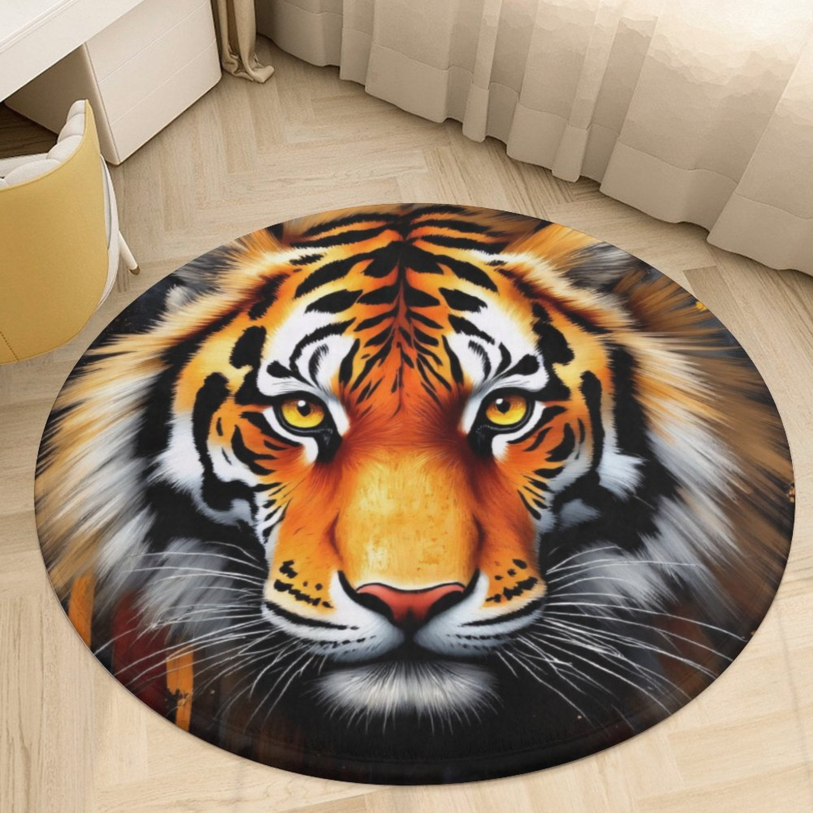 Tiger Face Art Round Area Rugs for Bedroom Living Room, 6FT Soft Indoor ...