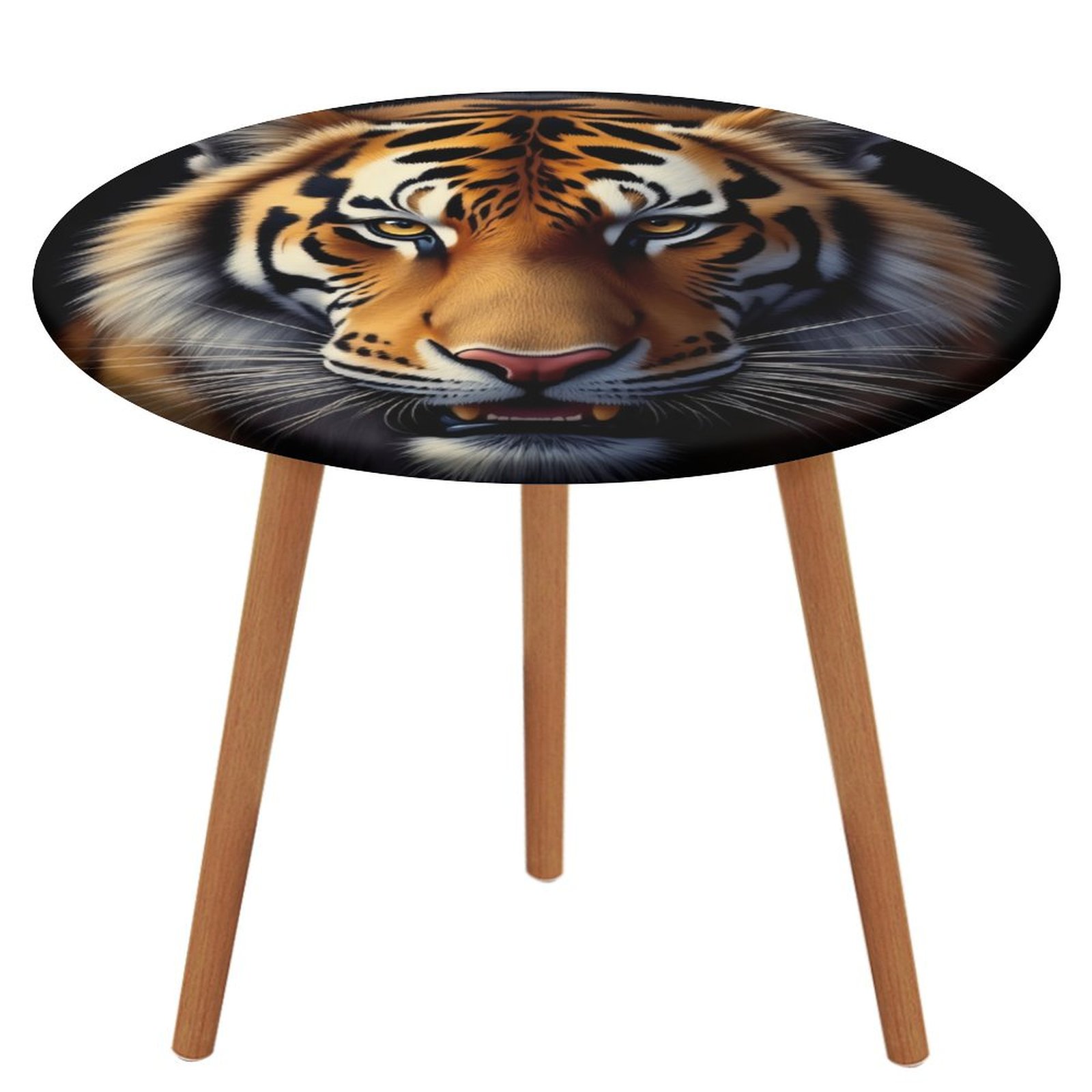 Tiger Face Close-Up Tablecloth Round Elastic Fitted Waterproof Table ...
