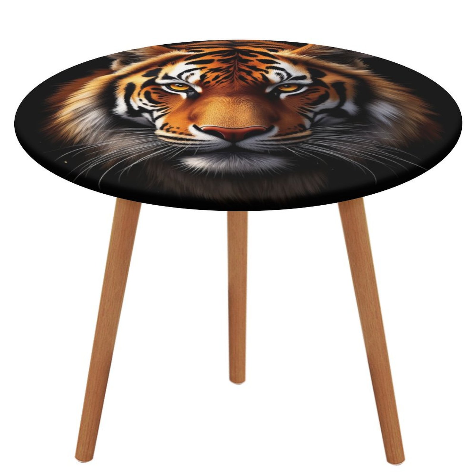 Tiger Face Graphic Pattern Round Tablecloth Waterproof Elastic Table ...