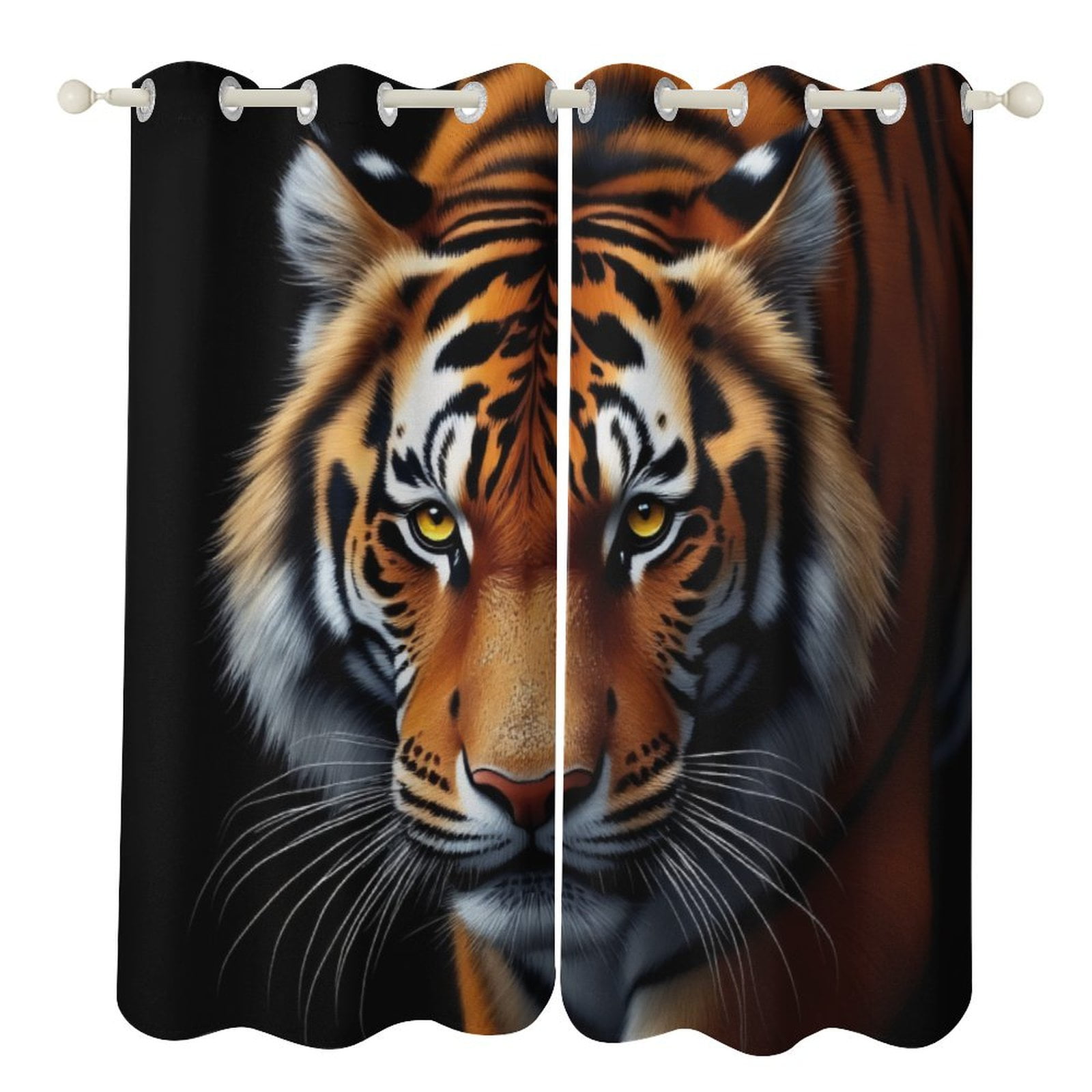 Tiger Face Graphic Print Blackout Window Curtains for Bedroom Living ...