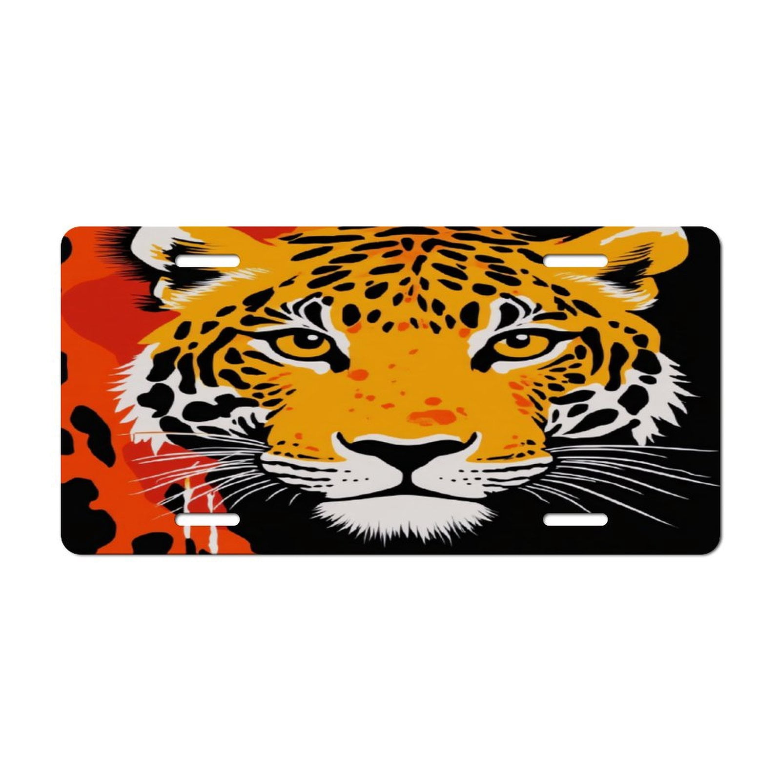 Tiger Face with Orange Background Car Decorative Front License Plate ...