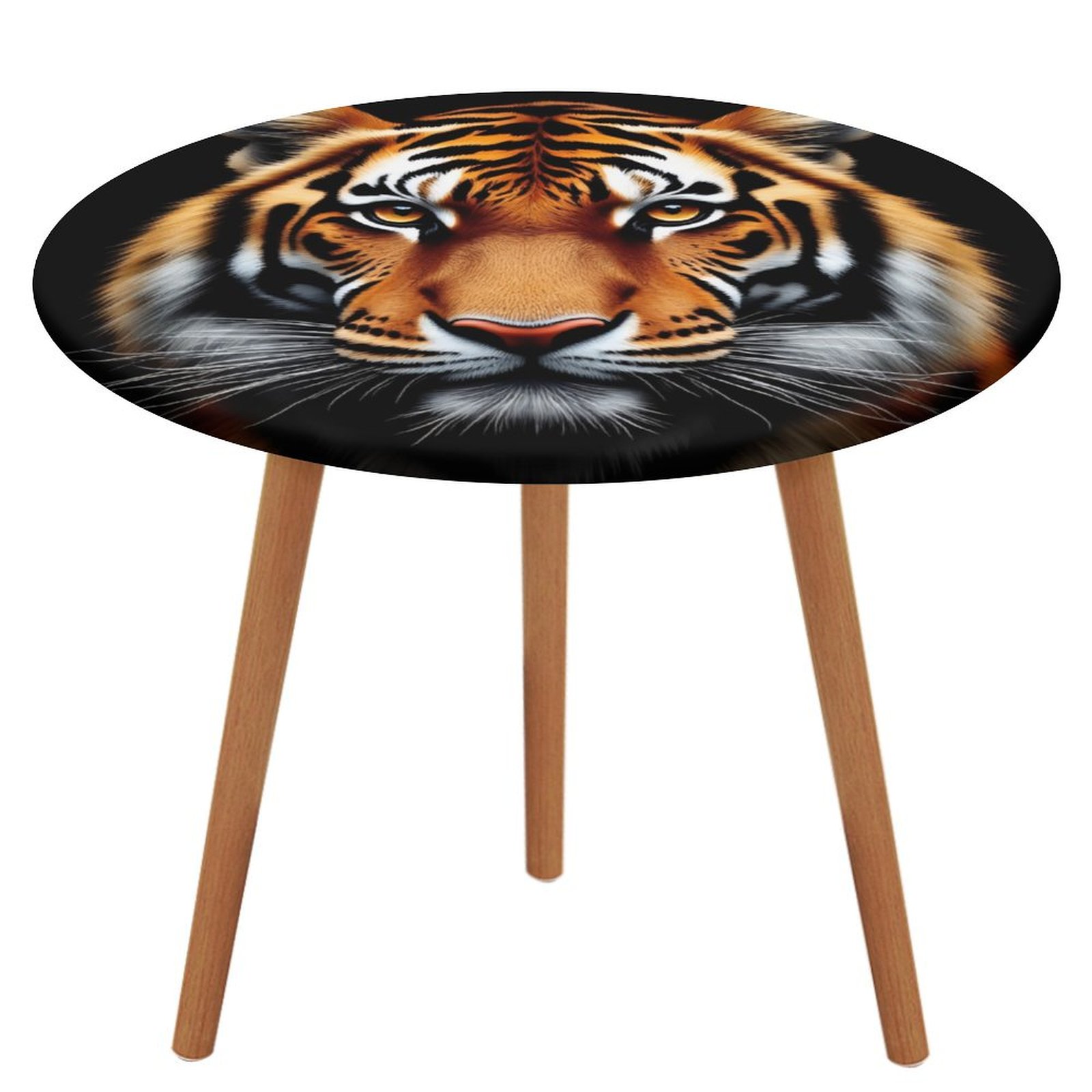 Tiger Face Portrait Pattern Round Tablecloth Waterproof Elastic Table ...
