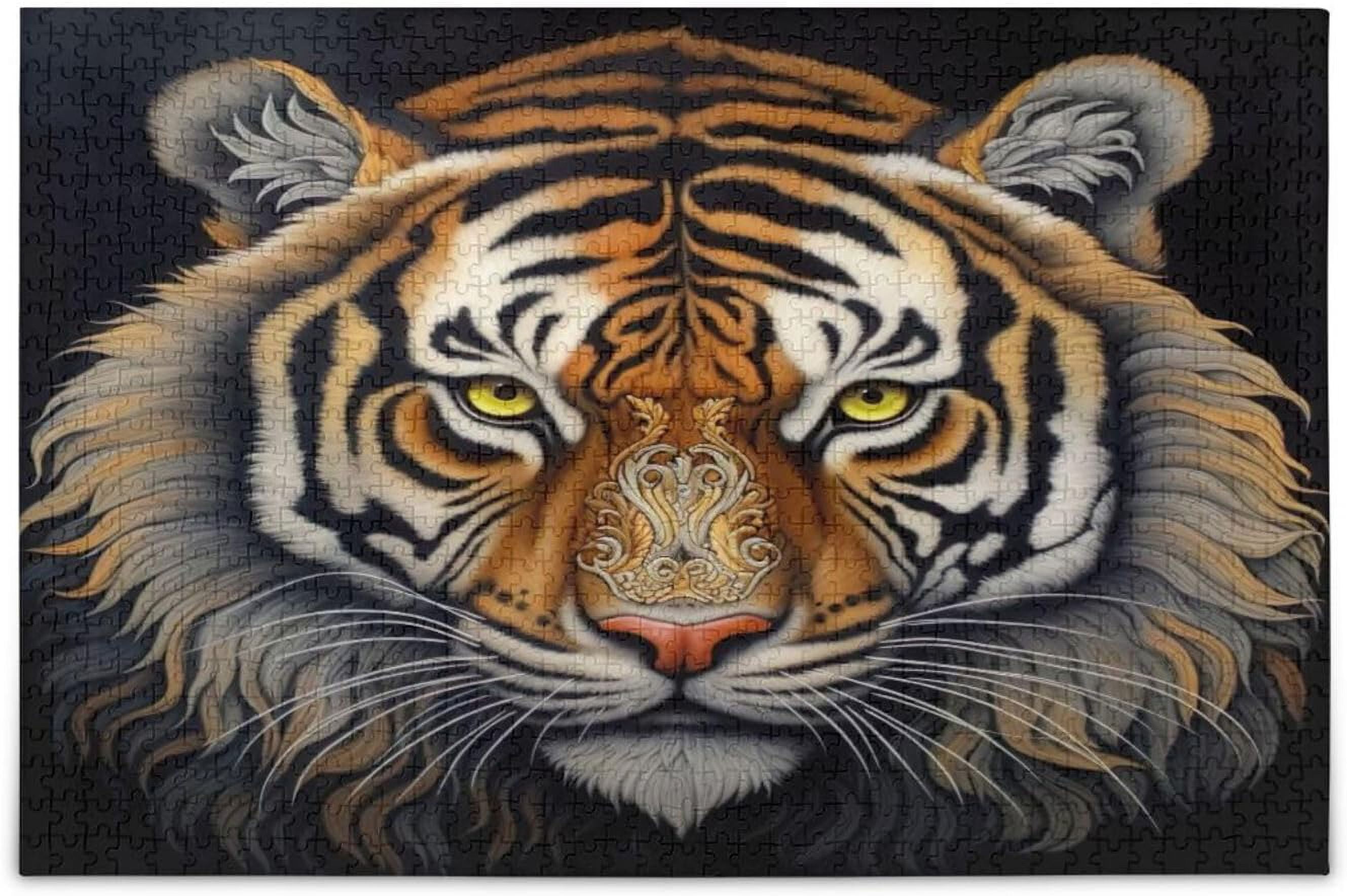 Tiger Face Puzzle 500 Pieces - Wooden Jigsaw Puzzles for Family Games ...