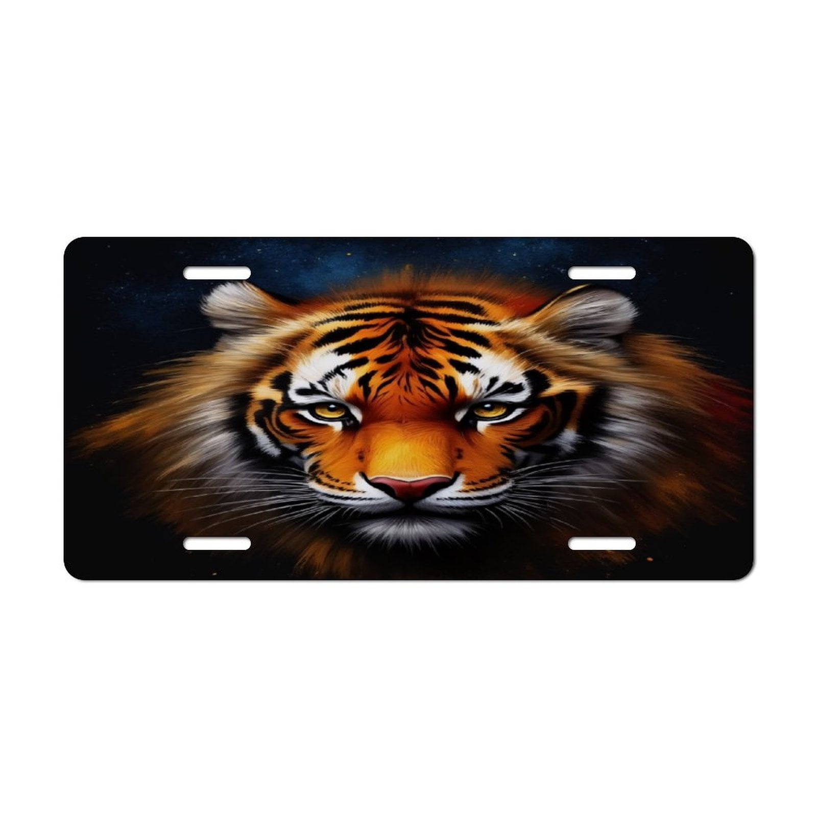 Tiger Face in Space License Plate Lightweight Aluminum Automotive ...