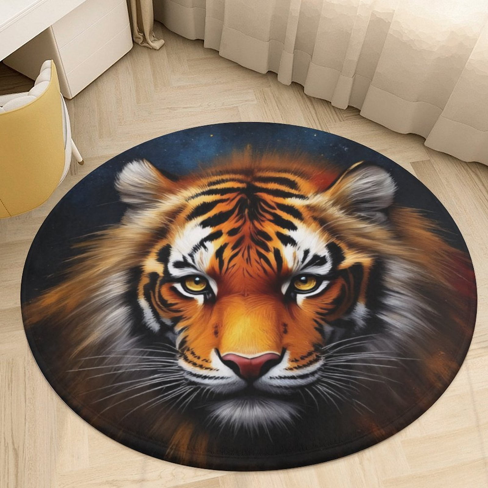 Tiger Face in Space Round Area Rugs for Bedroom Living Room, 6FT Soft ...