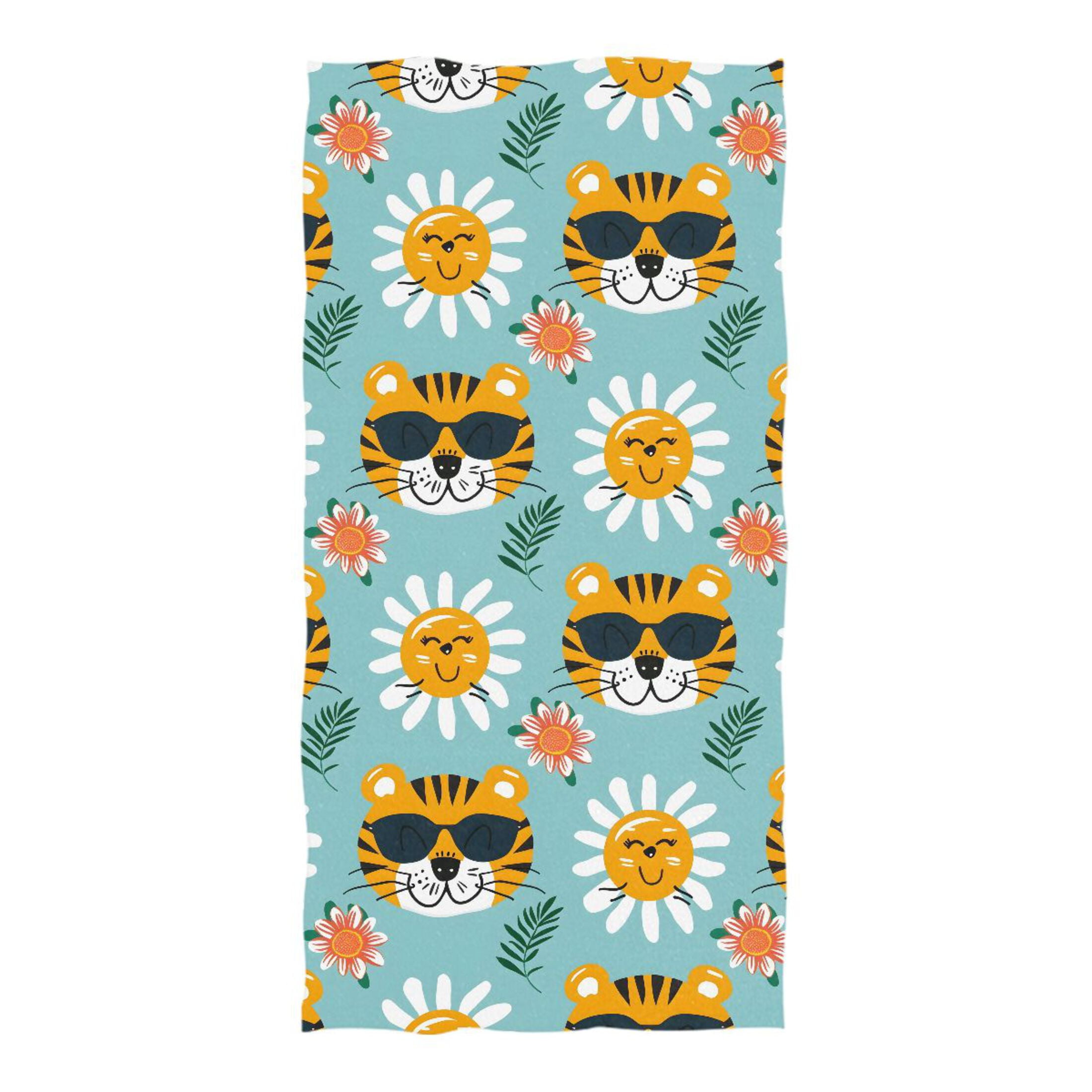 Tiger Face with Sunglasses Beach Towel Oversized 74"x37" Pool Towels ...