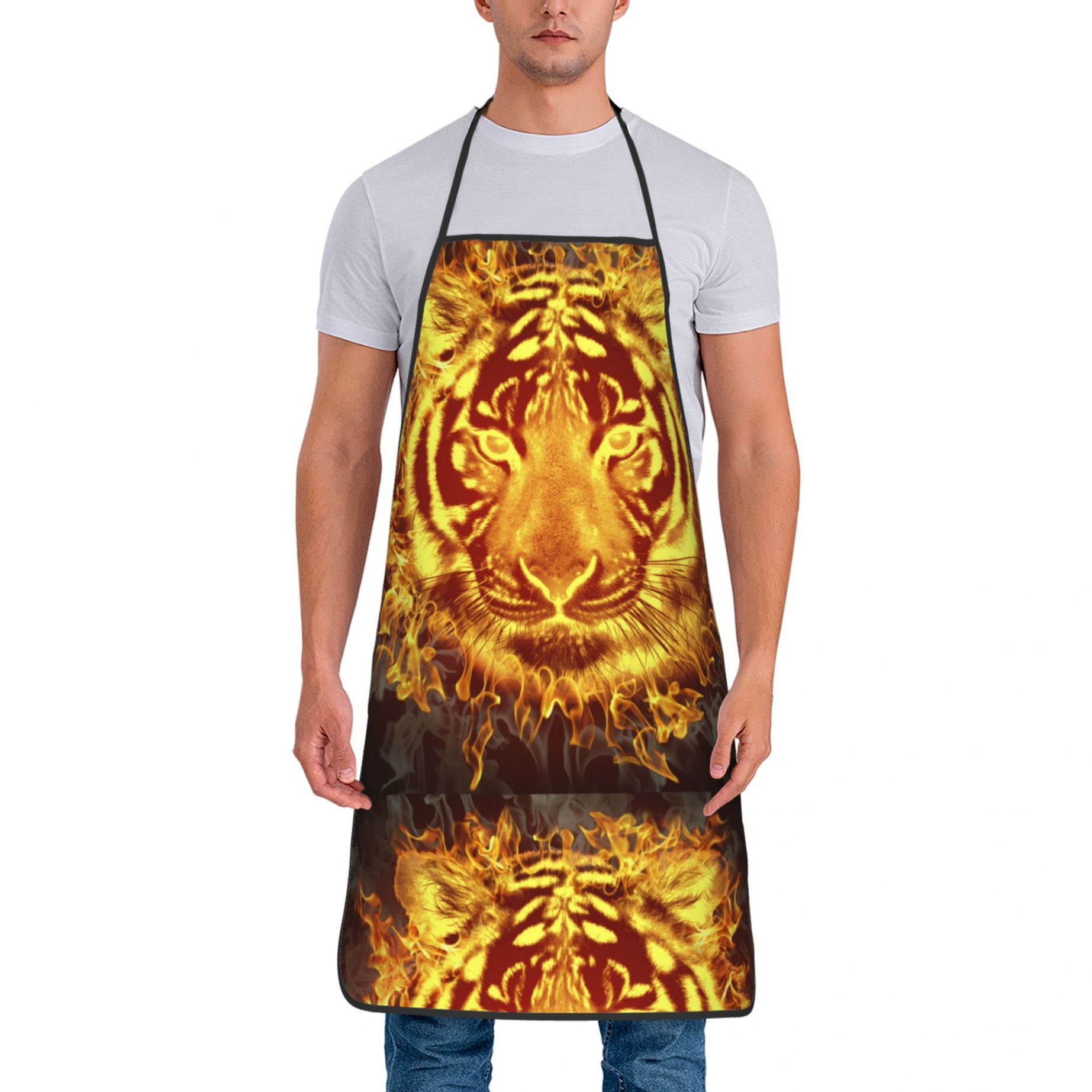 Tiger Flame Fire Aprons for Women Men Waterproof Apron Kitchen Chef ...