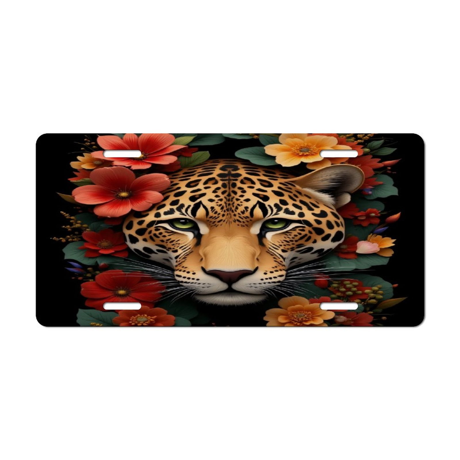 Tiger in Floral Wreath Car Decorative Front License Plate,Vanity Tag ...