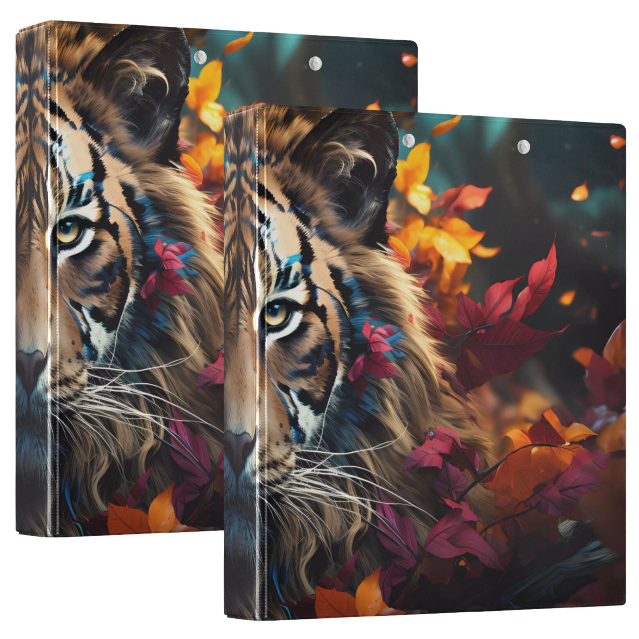 Tiger Flowers Orange 3 Ring Binders 1.5 inch Hardcover File Folders ...