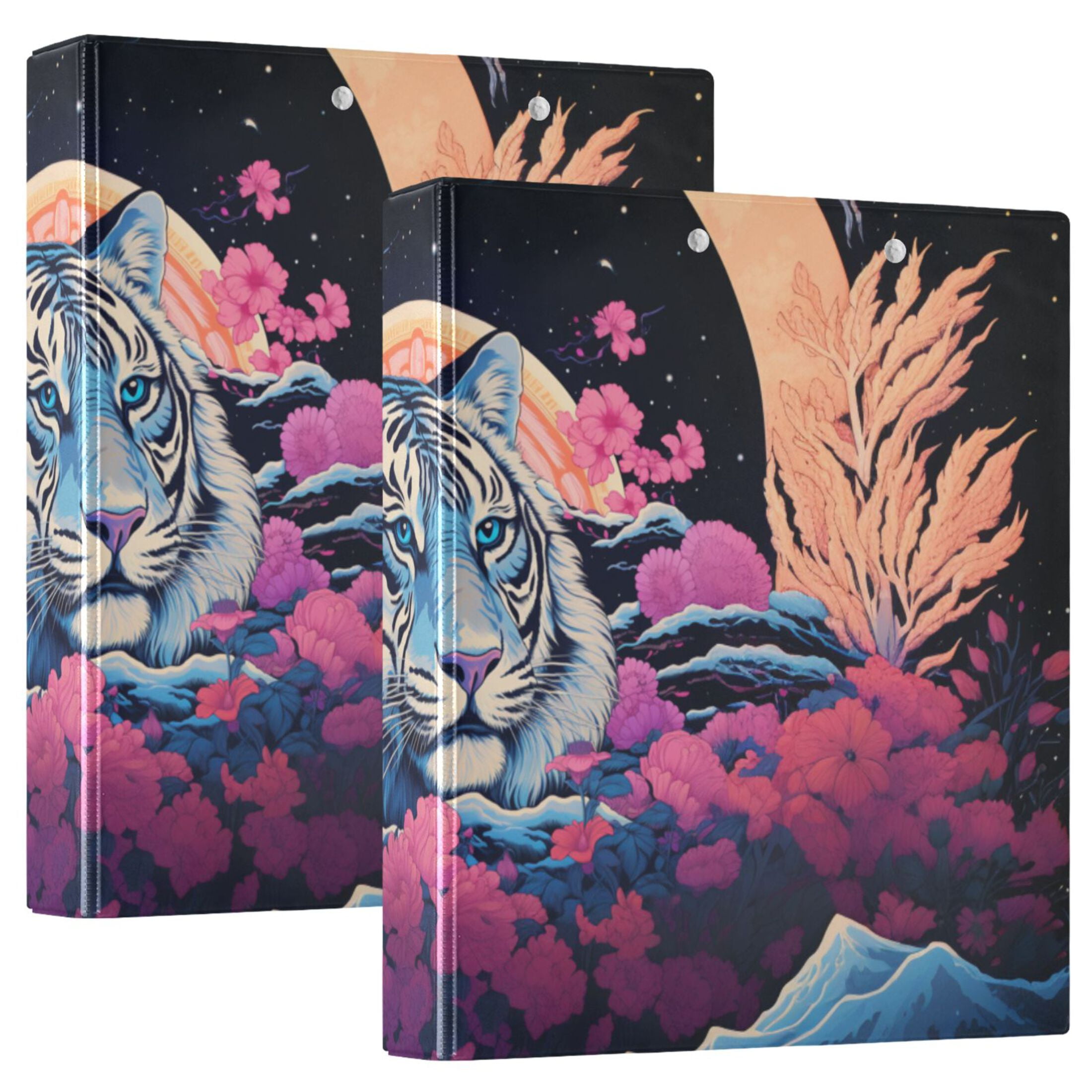 Tiger Flowers Wheet Mountains 3 Ring Binders 1.5 inch Hardcover File ...