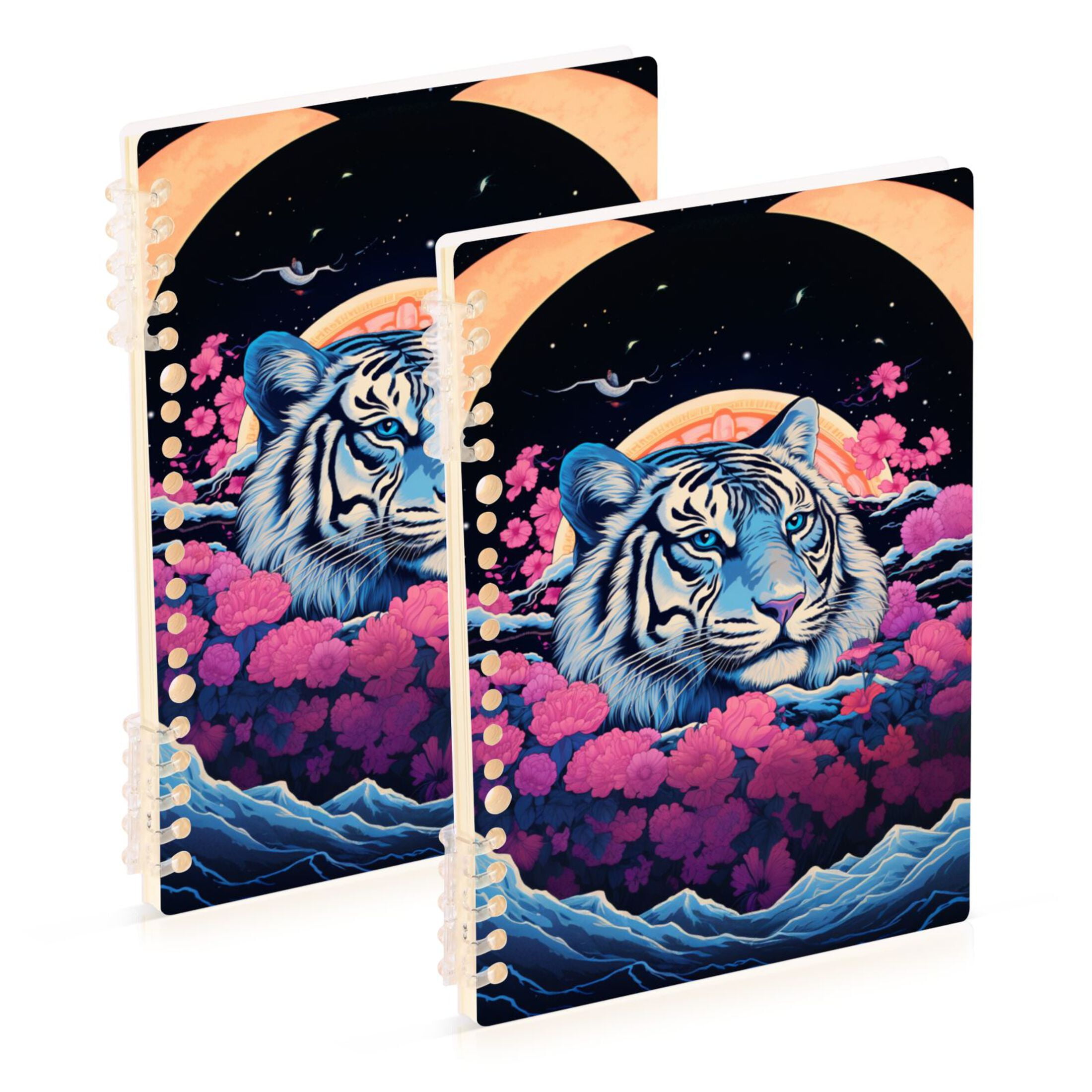 Tiger Flowers Wheet Mountains Ring Binder Notebook Journey Note Diary ...