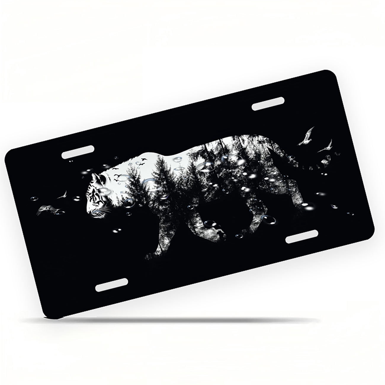 Tiger Forest Silhouette Front License Plate, Metal License Plate, Funny ...