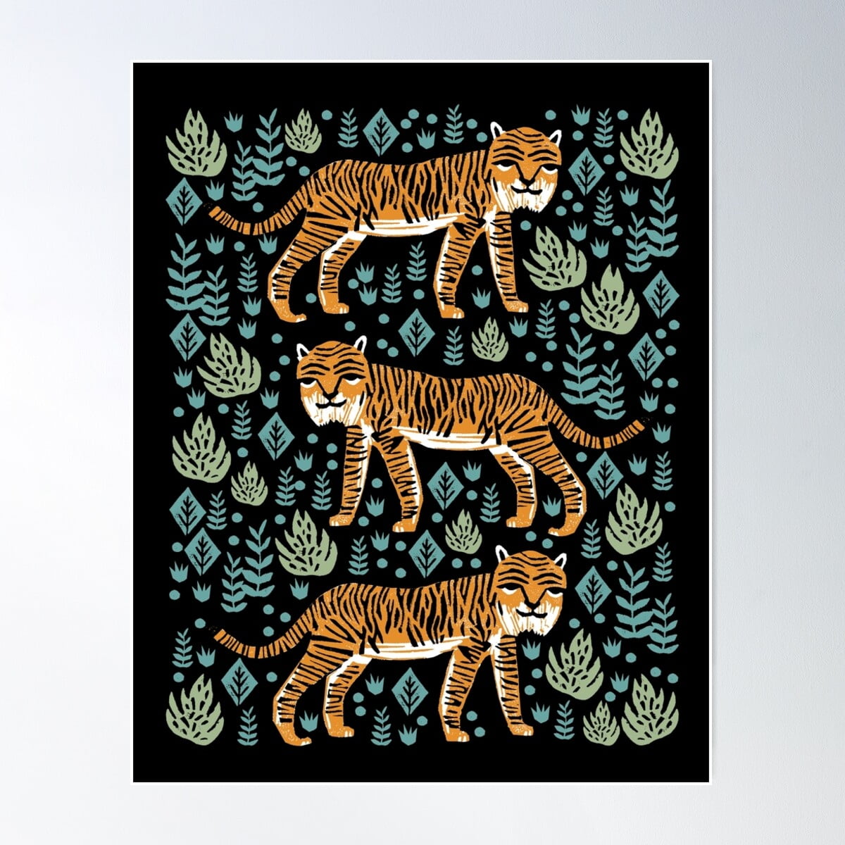 Tiger Forest Tropical Tigers Screen Print Art By Andrea Lauren Poster ...