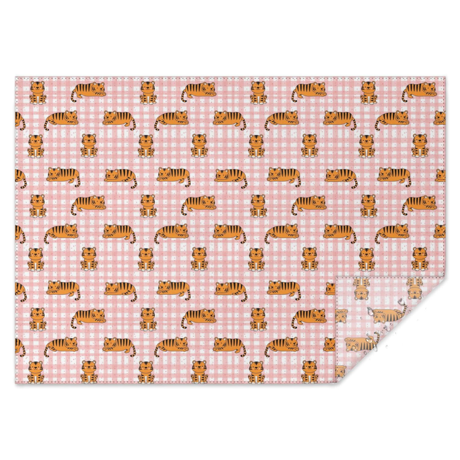 Tiger Gingham Pink Pattern Rectangular Tablecloth 60x84 Inch ...
