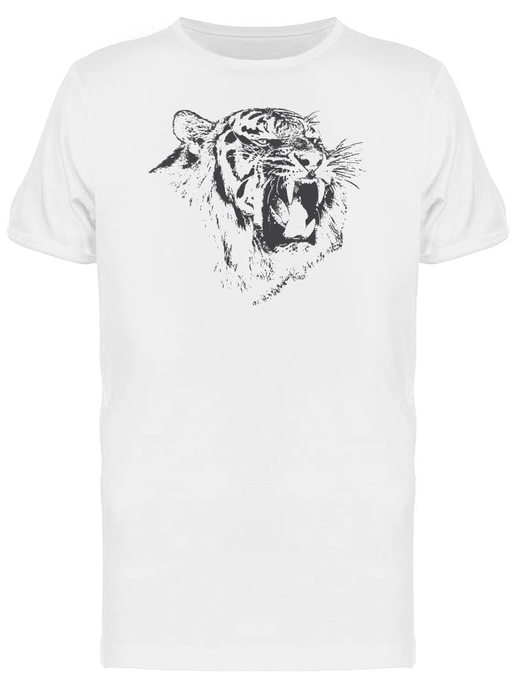 Tiger Growling Hand Drawn T-Shirt Men -Image by Shutterstock, Male XX ...