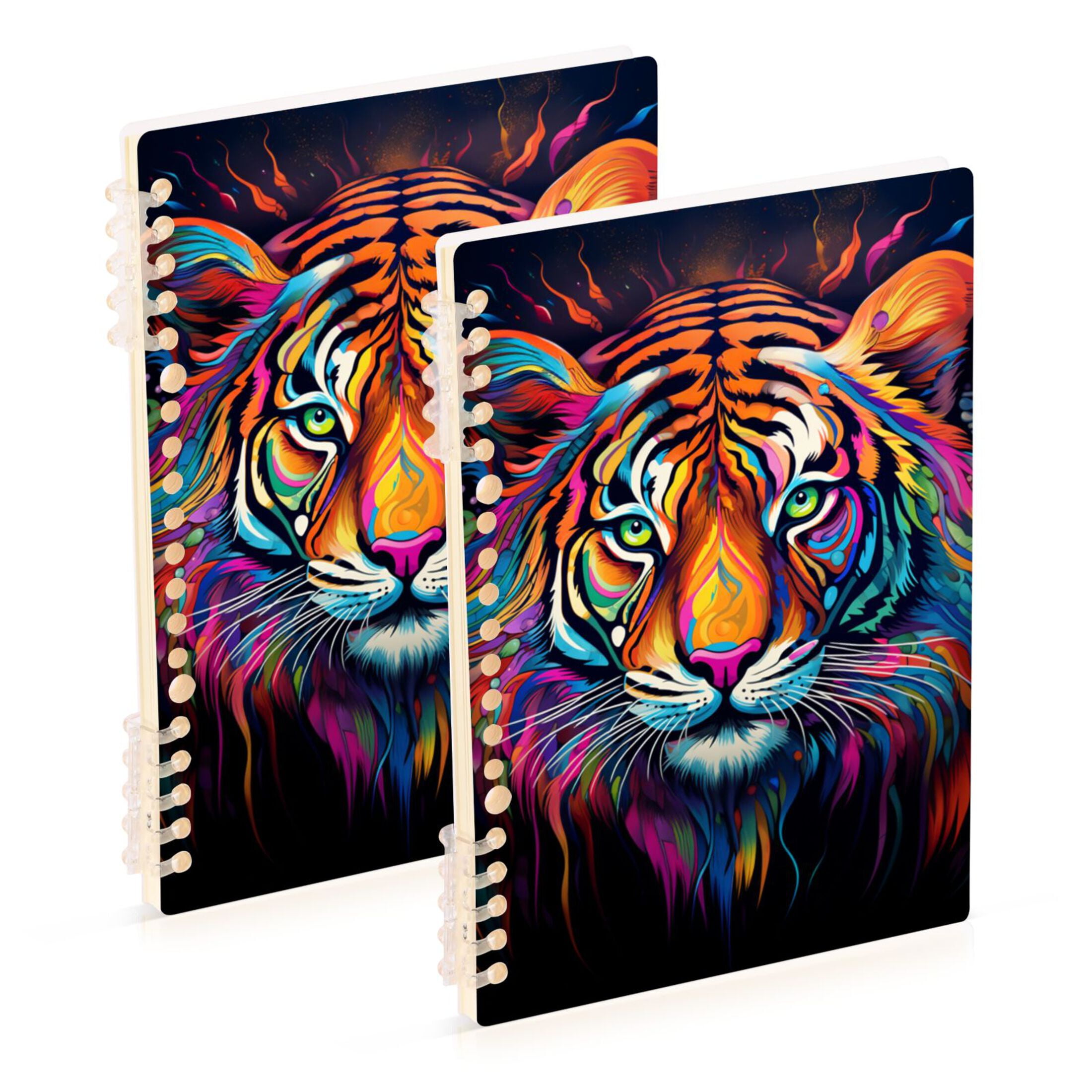 Tiger Head Colorful Ring Binder Notebook Journey Note Diary College ...