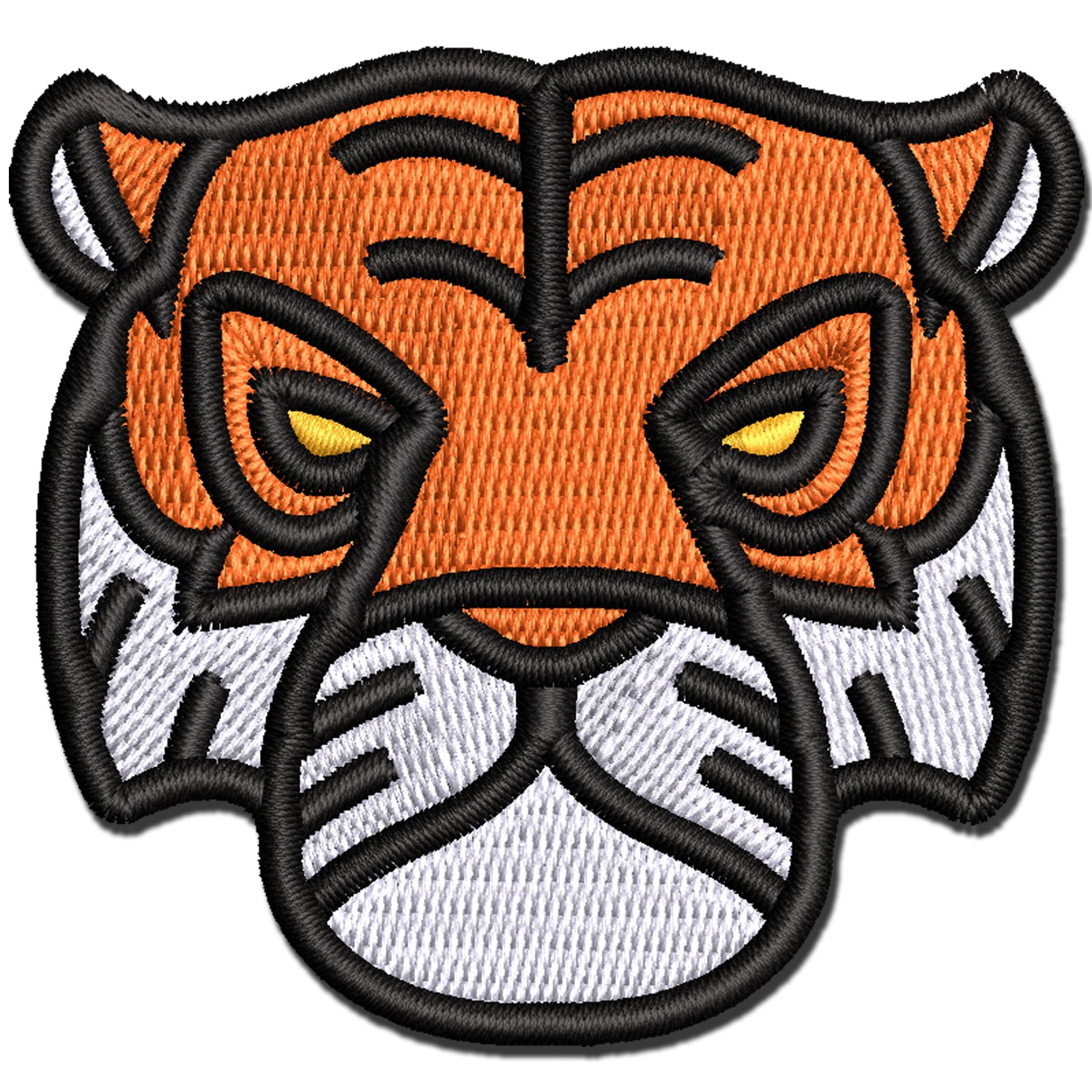 Tiger Head Icon Applique Multi-Color Embroidered Iron-On Patch - 3.5 ...