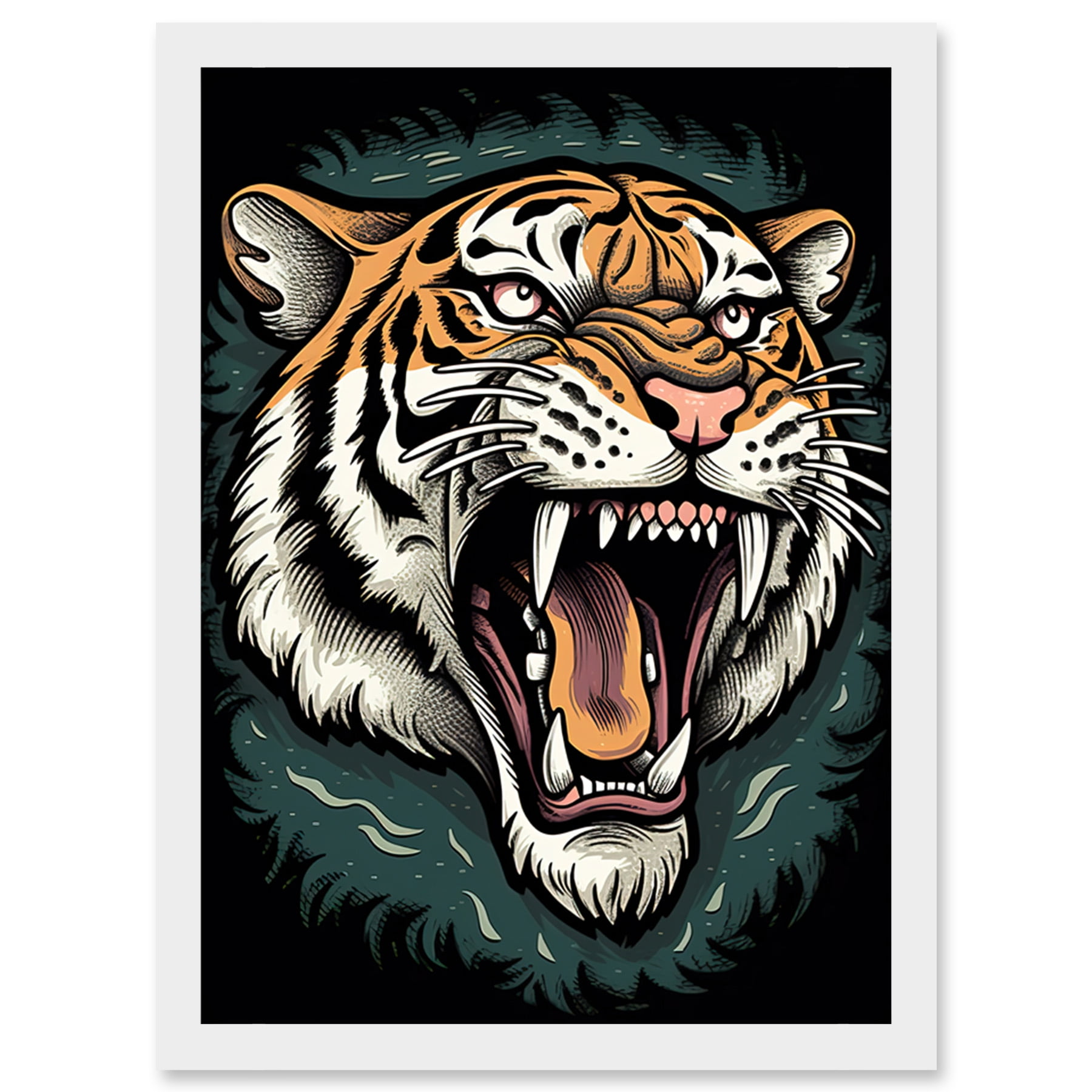 Tiger Head Old School USA Tattoo Ink Body Art Rockabilly Americana 50s ...
