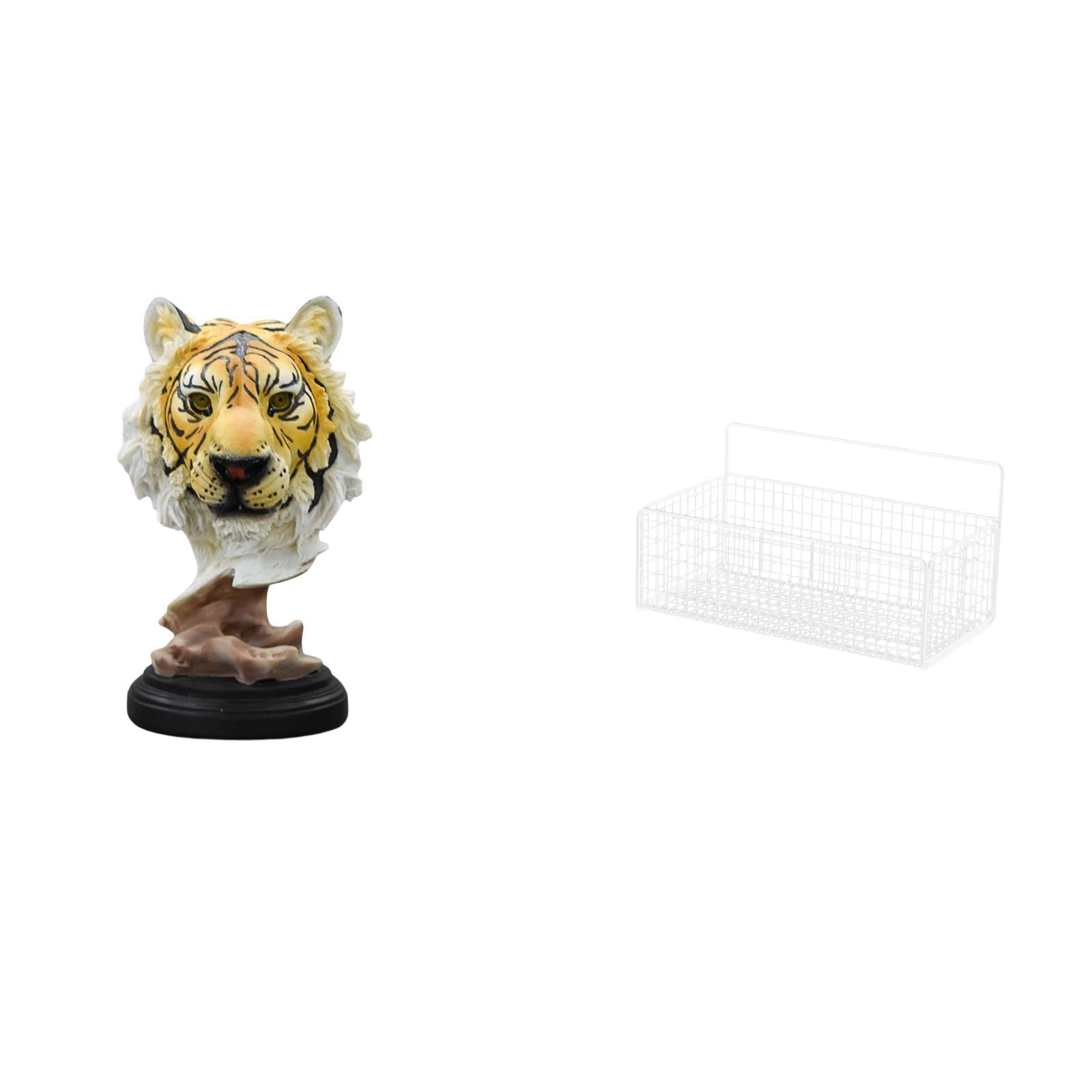 Tiger Head Sculpture Storage Basket Tabletop Organizer Resin Material ...