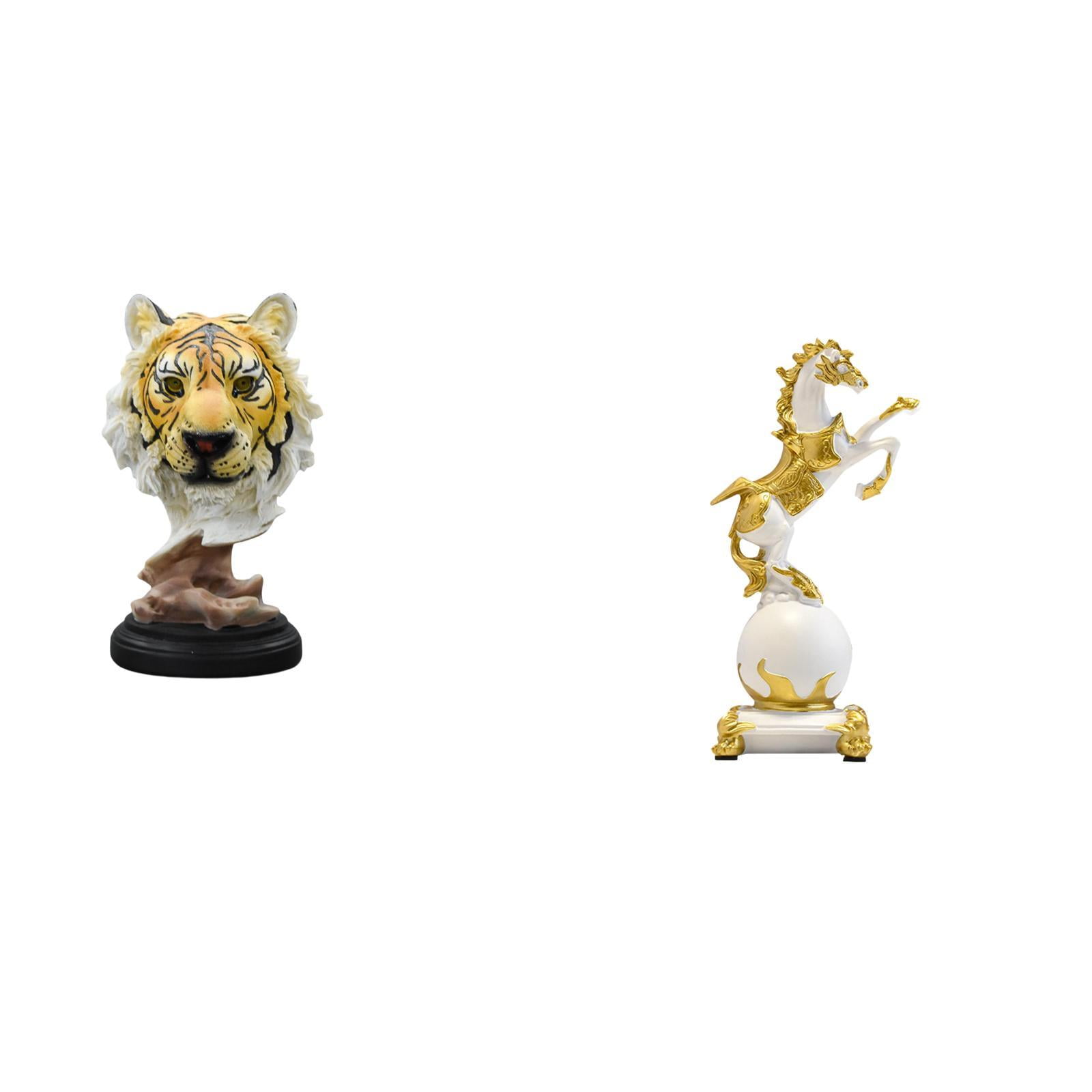 Tiger Head Sculpture Tabletop Figurine Horse Statue Resin Material for ...