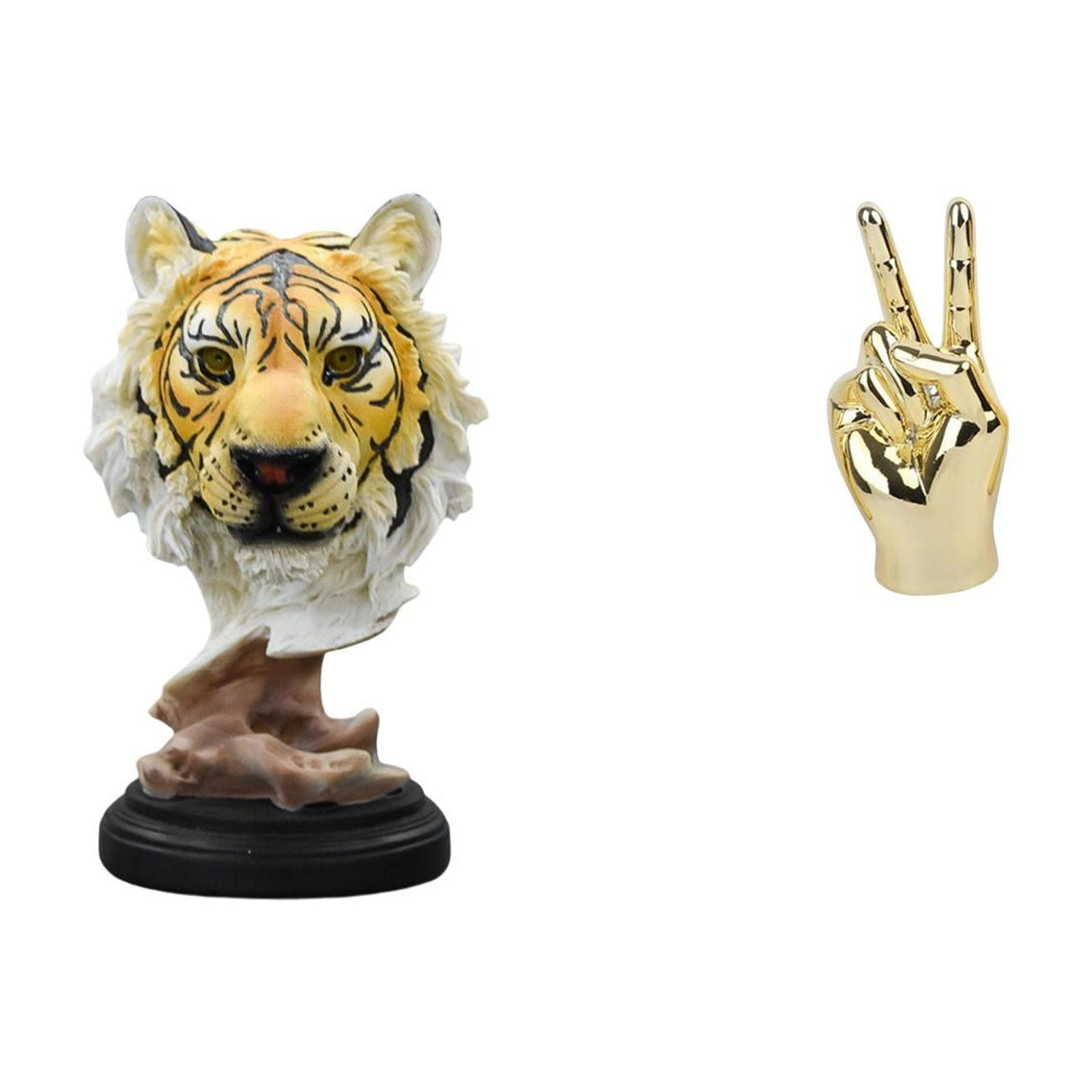 Tiger Head Sculpture Tabletop Statue Creative Resin Material Living ...