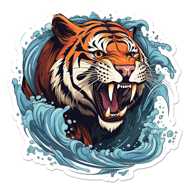 Tiger Head Splash Sticker Phone Decal Water Bottle Stickers Car Decals ...