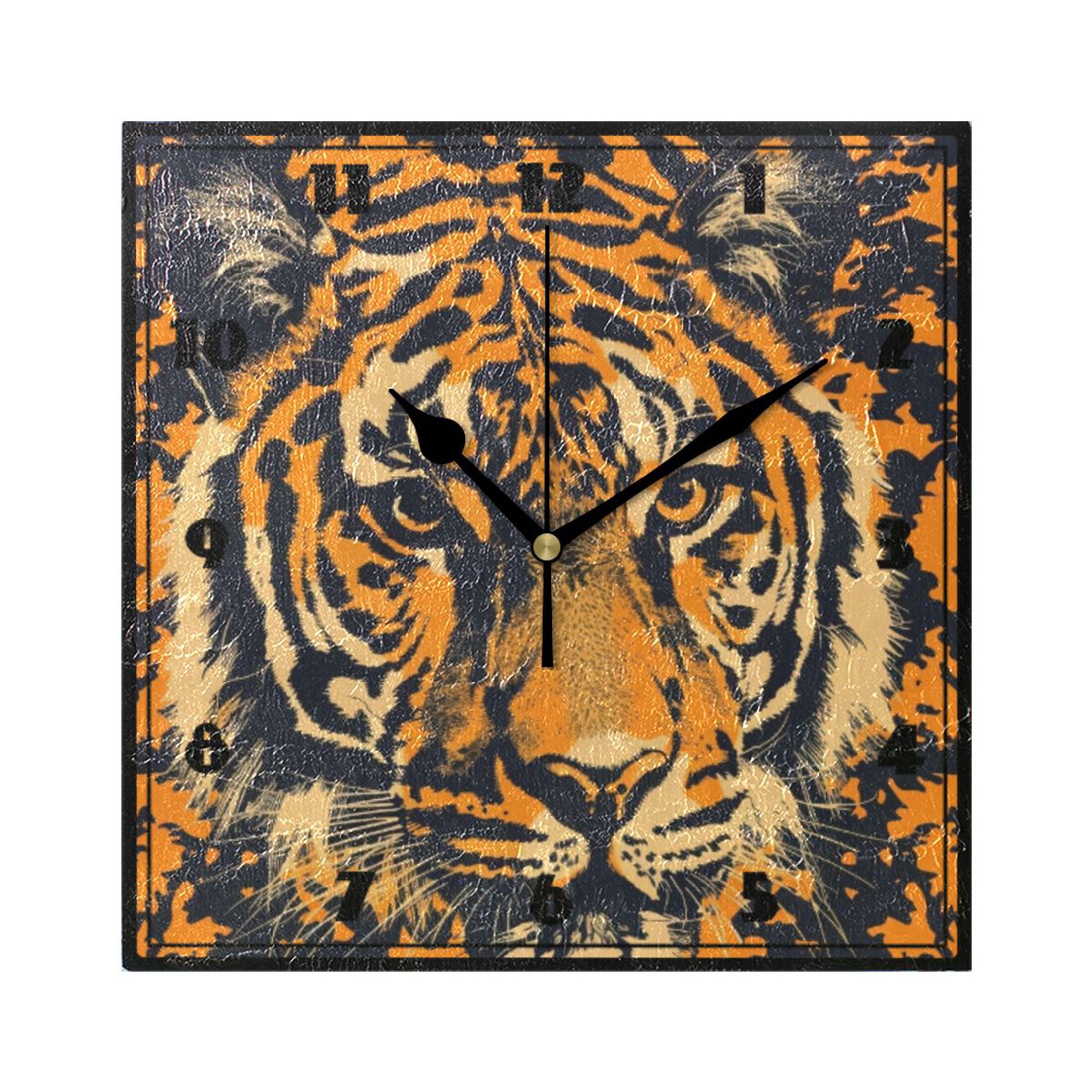 Tiger Head Wall Clock 7.78" Non-Ticking Silent Battery Operated for ...