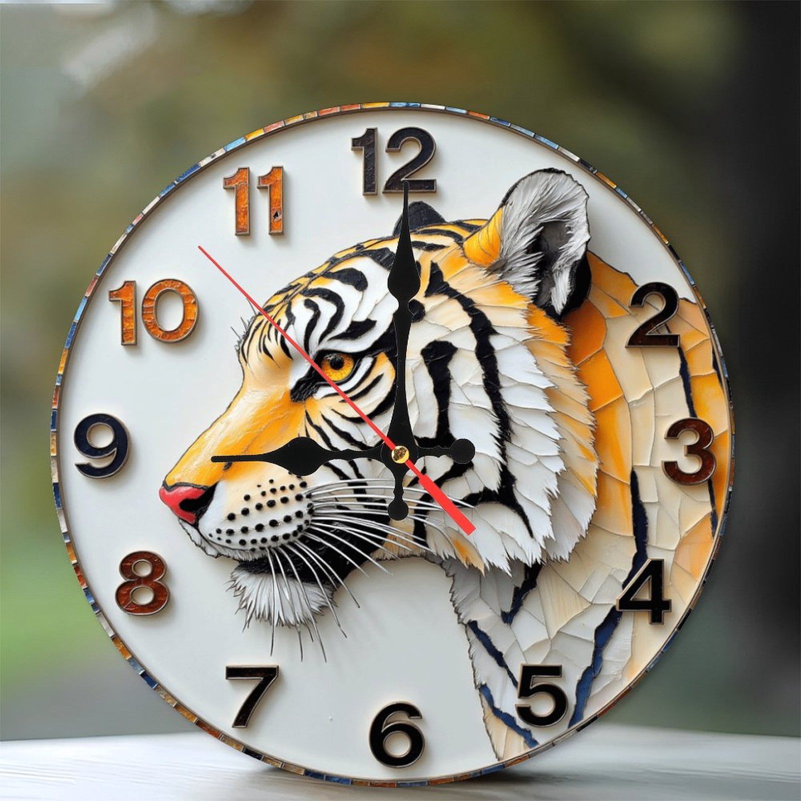 Tiger Head Wall Clock Artistic Decor Modern Design 10-Inch Silent ...