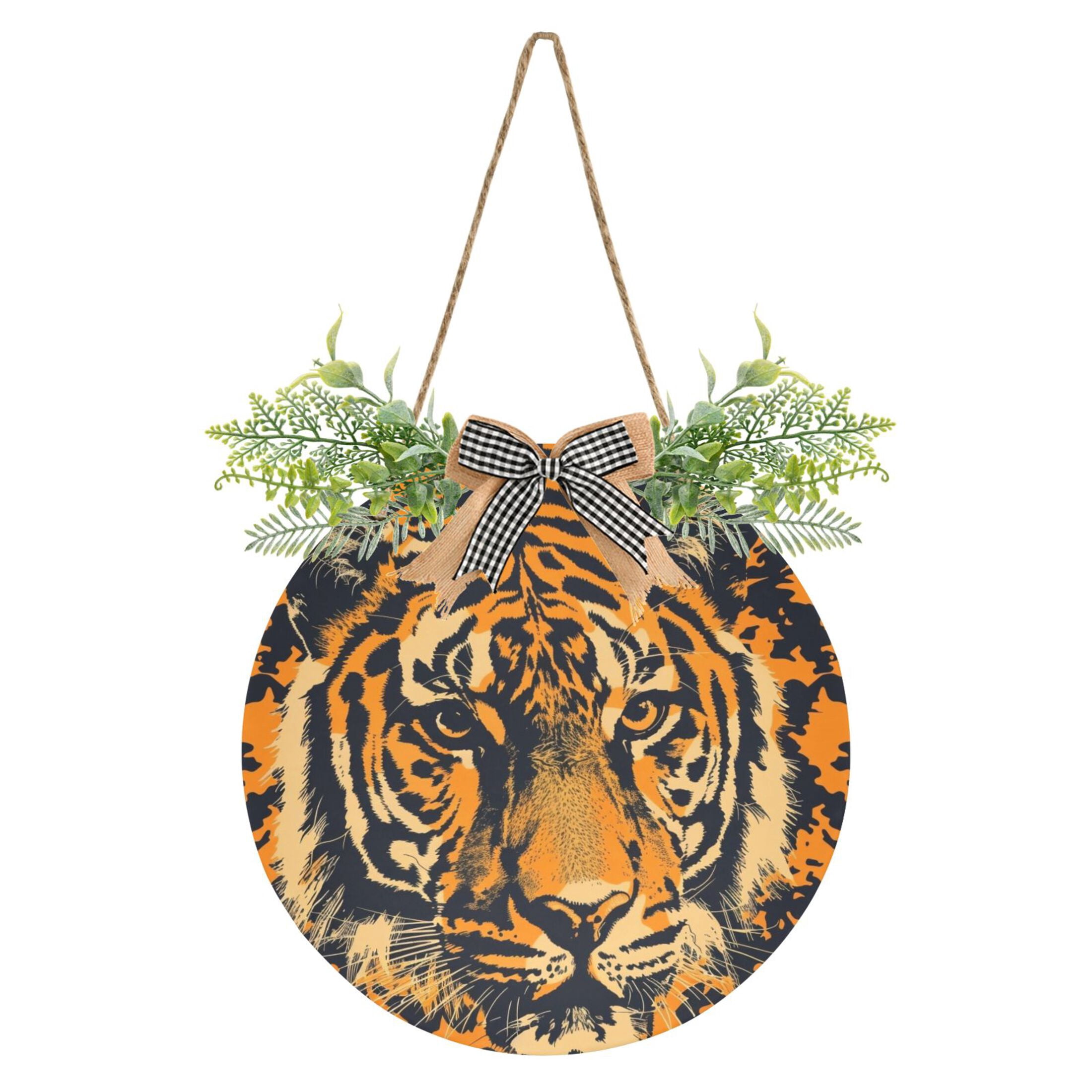 Tiger Head Welcome Front Door Sign Round 12 inch Porch Hanging Sign ...