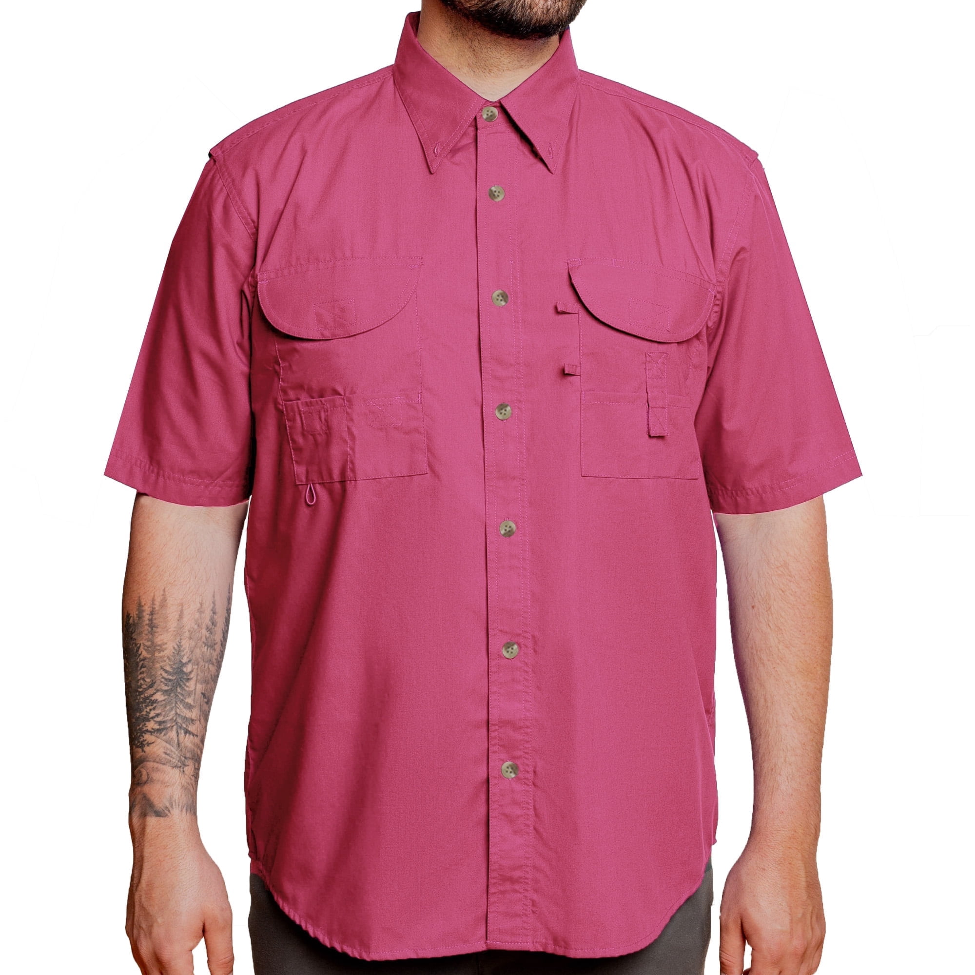 Tiger Hill Men's Casual Button Down Collared Short Sleeve Fishing Shirt ...