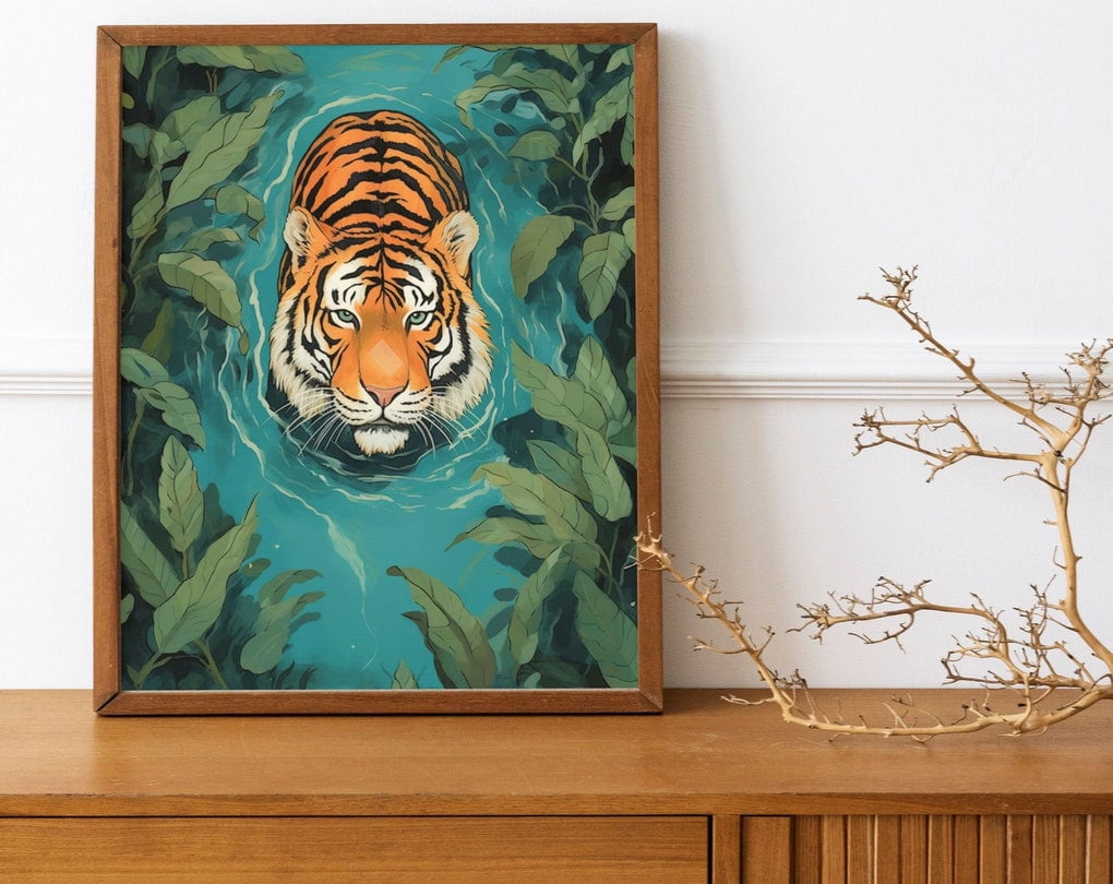 Tiger Illustration Art Print, Tiger Nursery Art, Tiger Boho Art, Animal ...