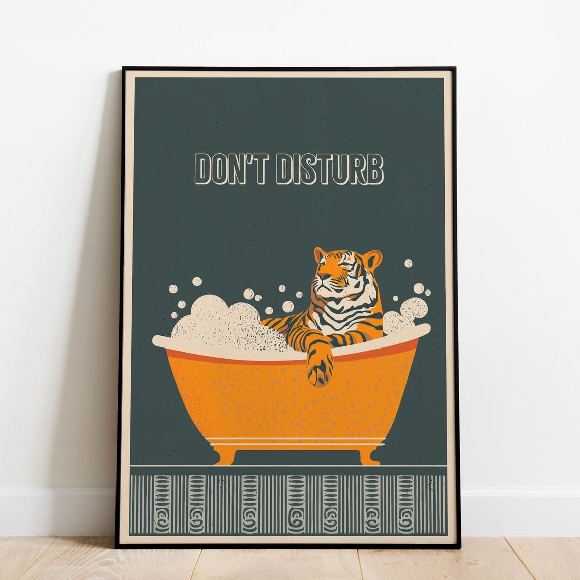 Tiger In Tub Digital Art Print Funny Animal Bathroom Decor Instant ...