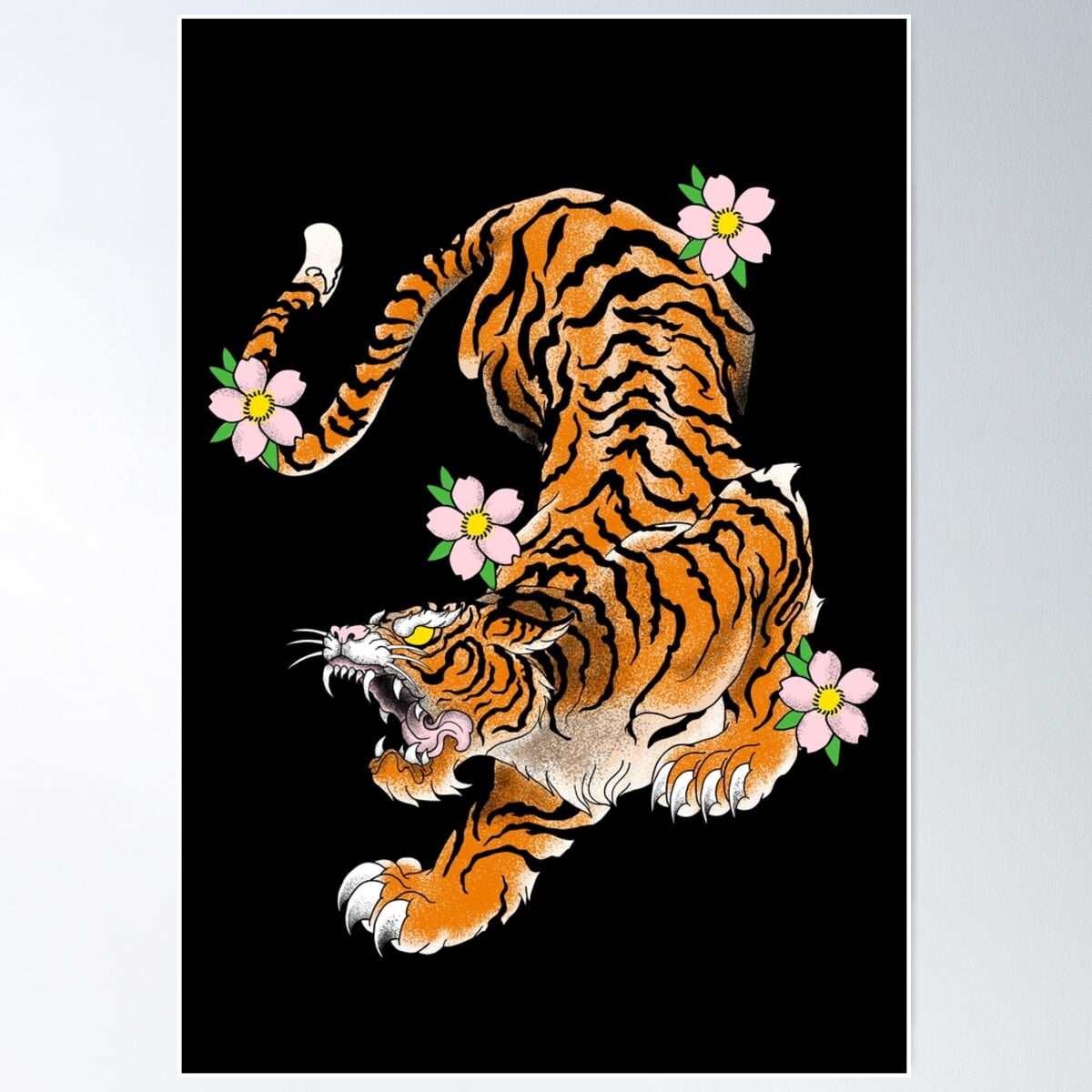 Tiger Japan Old School Poster Wall Art, Modern Wall Decor For Living Room Bedroom, 24x36 ...