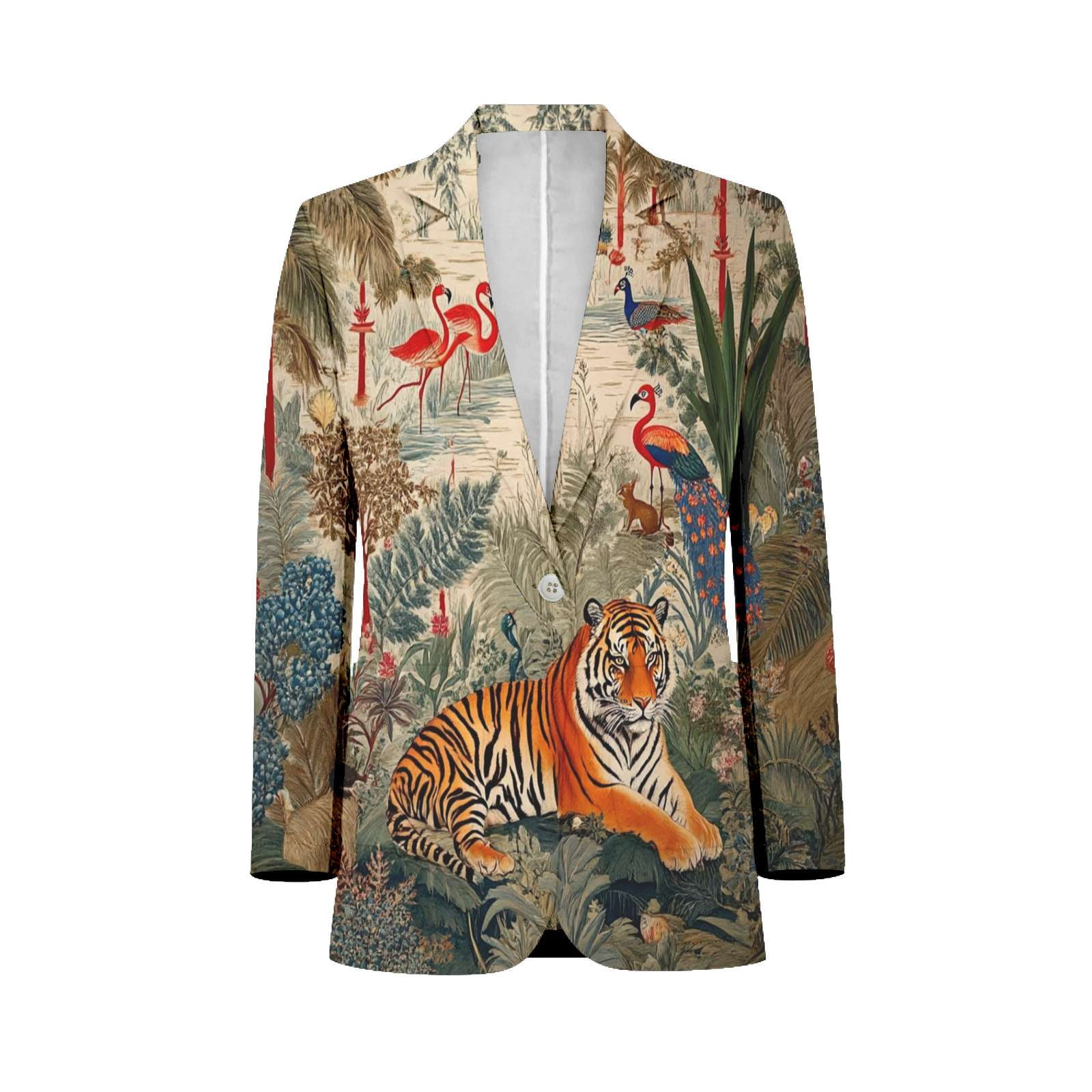 Tiger Jungle Birds Vibrant Scene Men Blazers Slim Clothing Summer ...