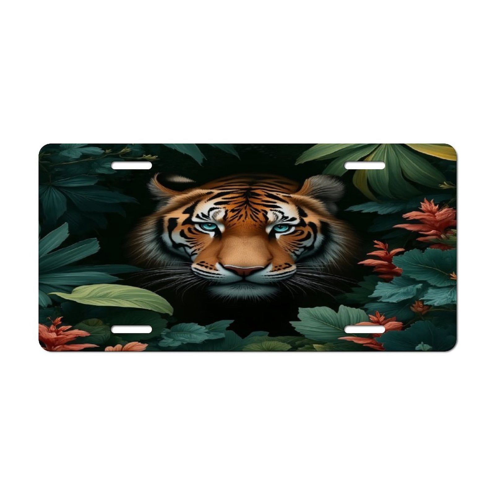 Tiger in Jungle Leaves Car Decorative Front License Plate,Vanity Tag ...