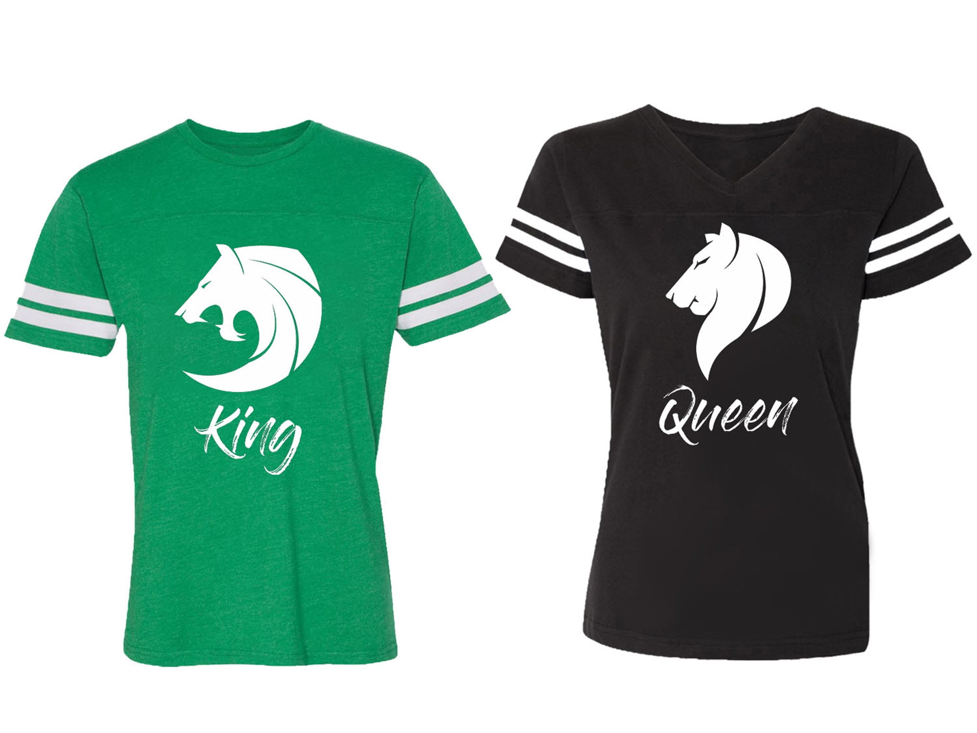Tiger King Queen Matching Couple Cotton Jerseys (Men Green / Women ...