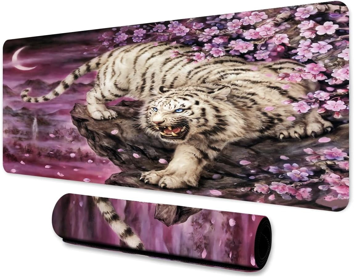 Tiger Large Mousepad 31.5x11.8 Inches Dreamy Starry Sky Moon Plant ...