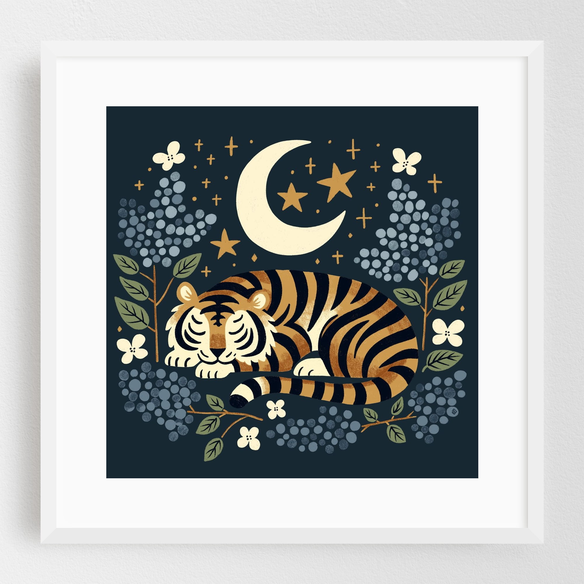 Tiger Lavender - Illustration Tiger Whimsical Night Sky Moon Animal ...