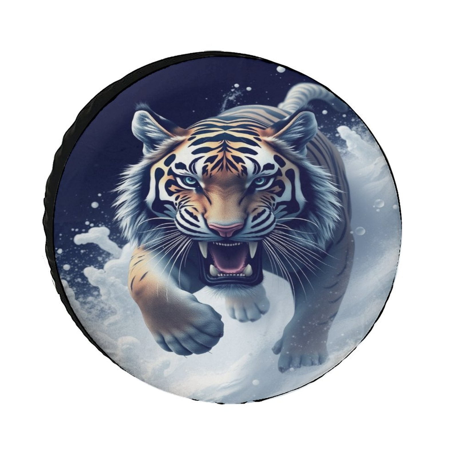 Tiger Leaps through White Foam Spare Tire Cover Universal Wheel Tire ...