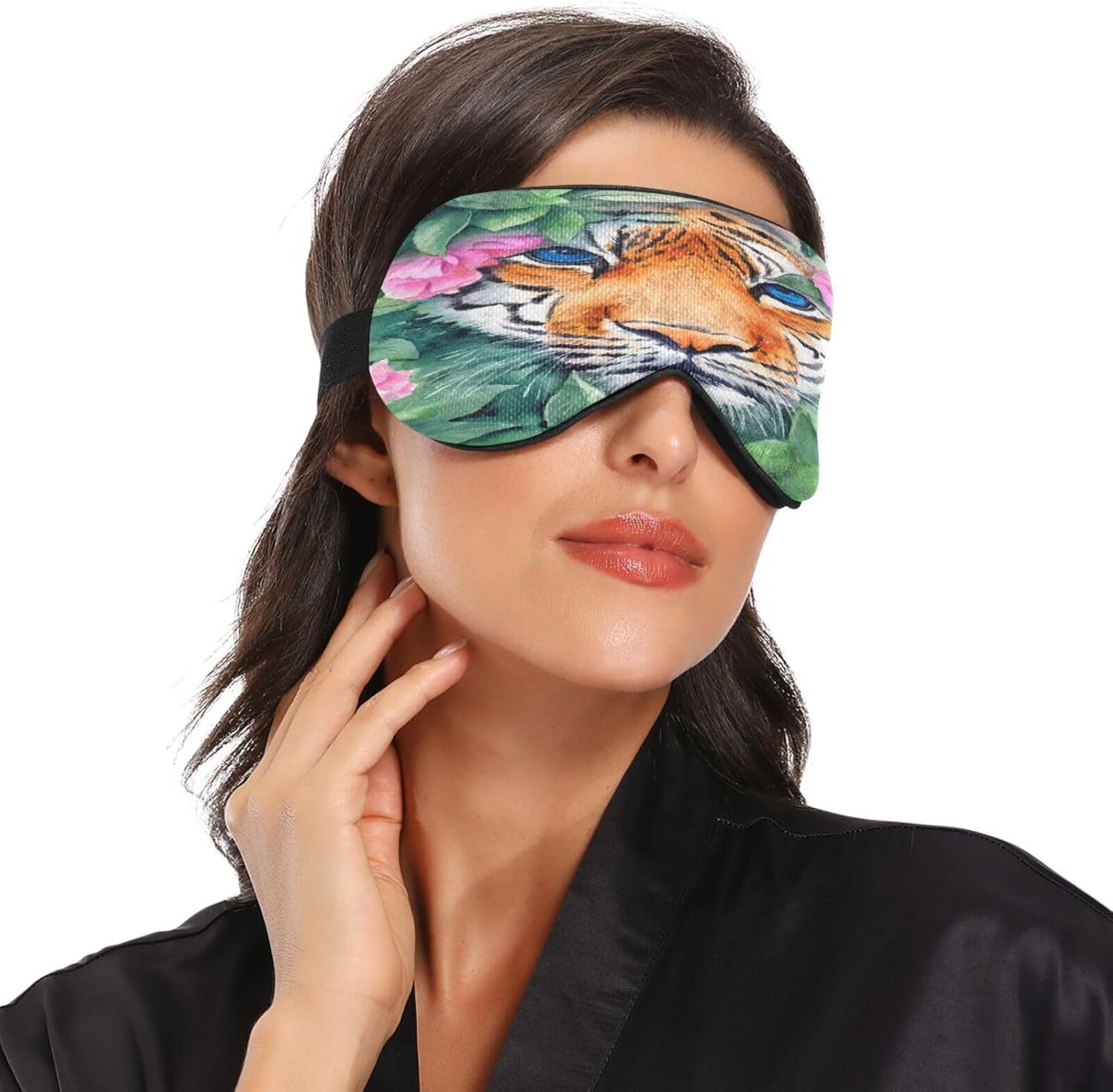 Tiger Leaves Flowers Sleep Mask Light Blocking Eye Mask For Sleeping ...