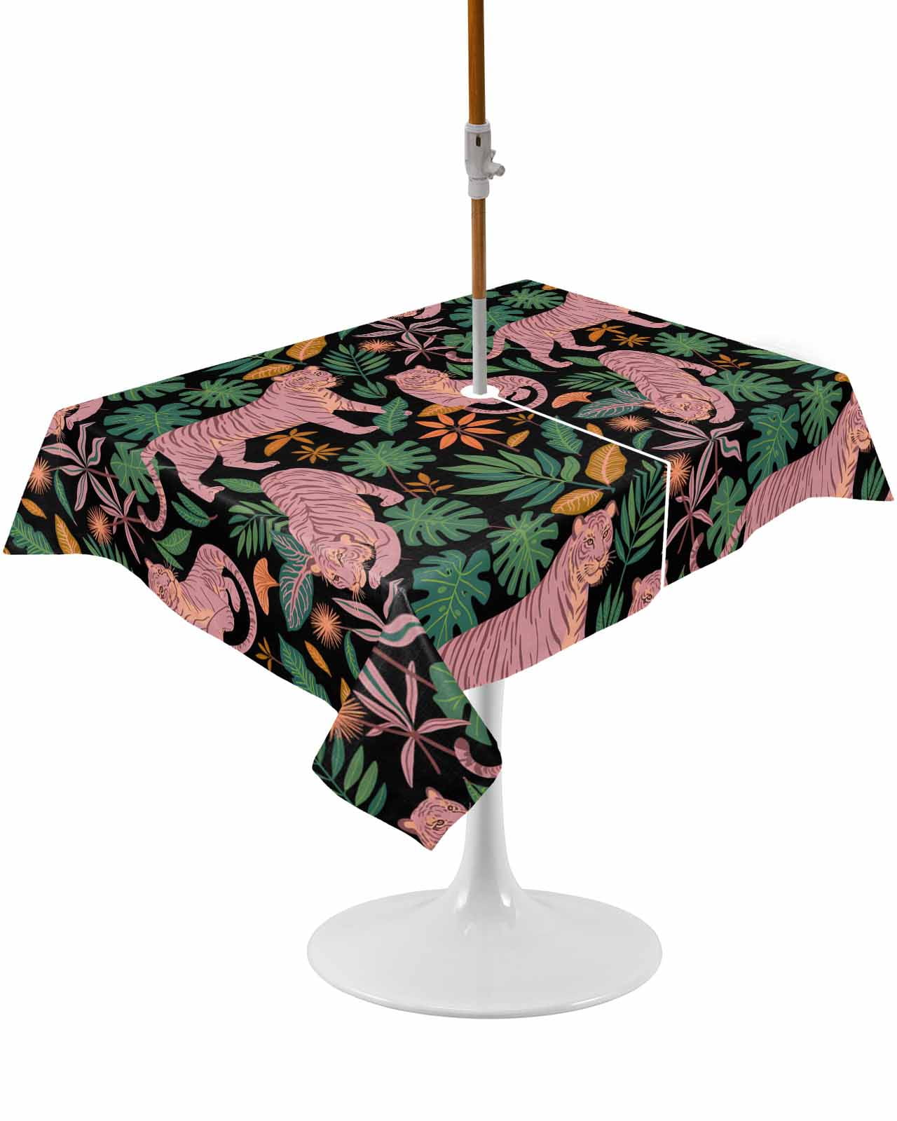 Tiger Leaves Rectangle Outdoor Tablecloth, Waterproof Table Cloth Cover ...
