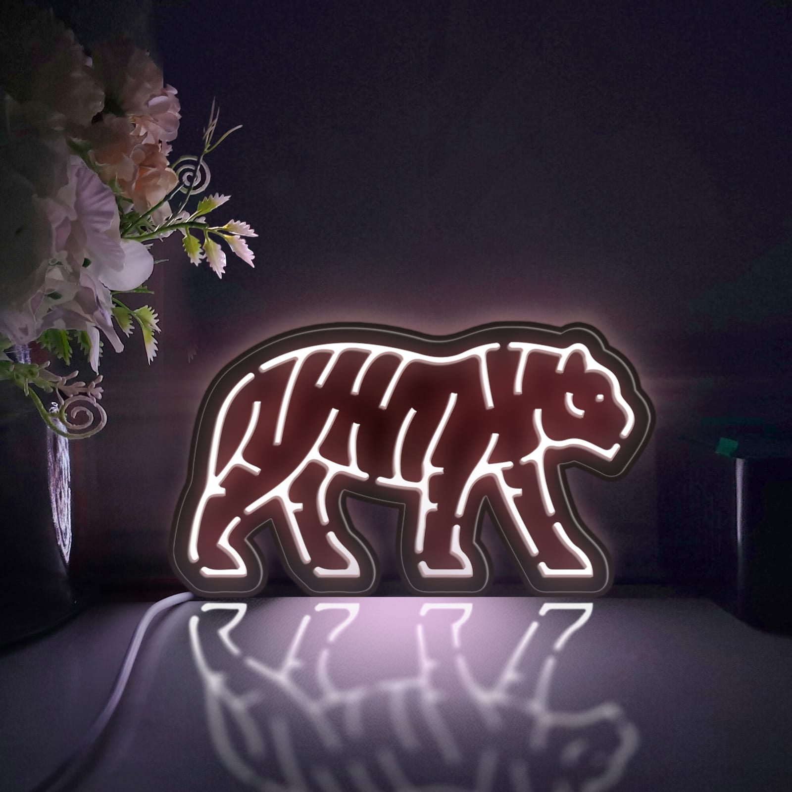 Tiger Led Light Box, Dimmable Neon-Like Light Signs USB Power for Wall ...